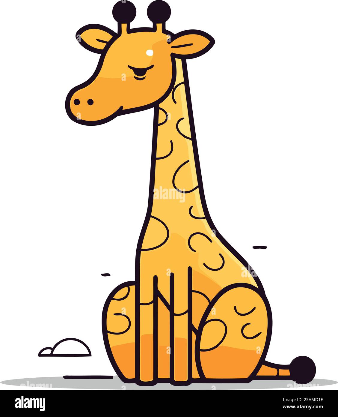 Cute cartoon giraffe sitting on the ground. Vector illustration Stock ...