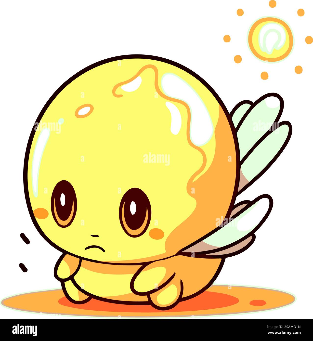 Illustration of a Cute Little Monster Sitting on the Ground with Wings ...