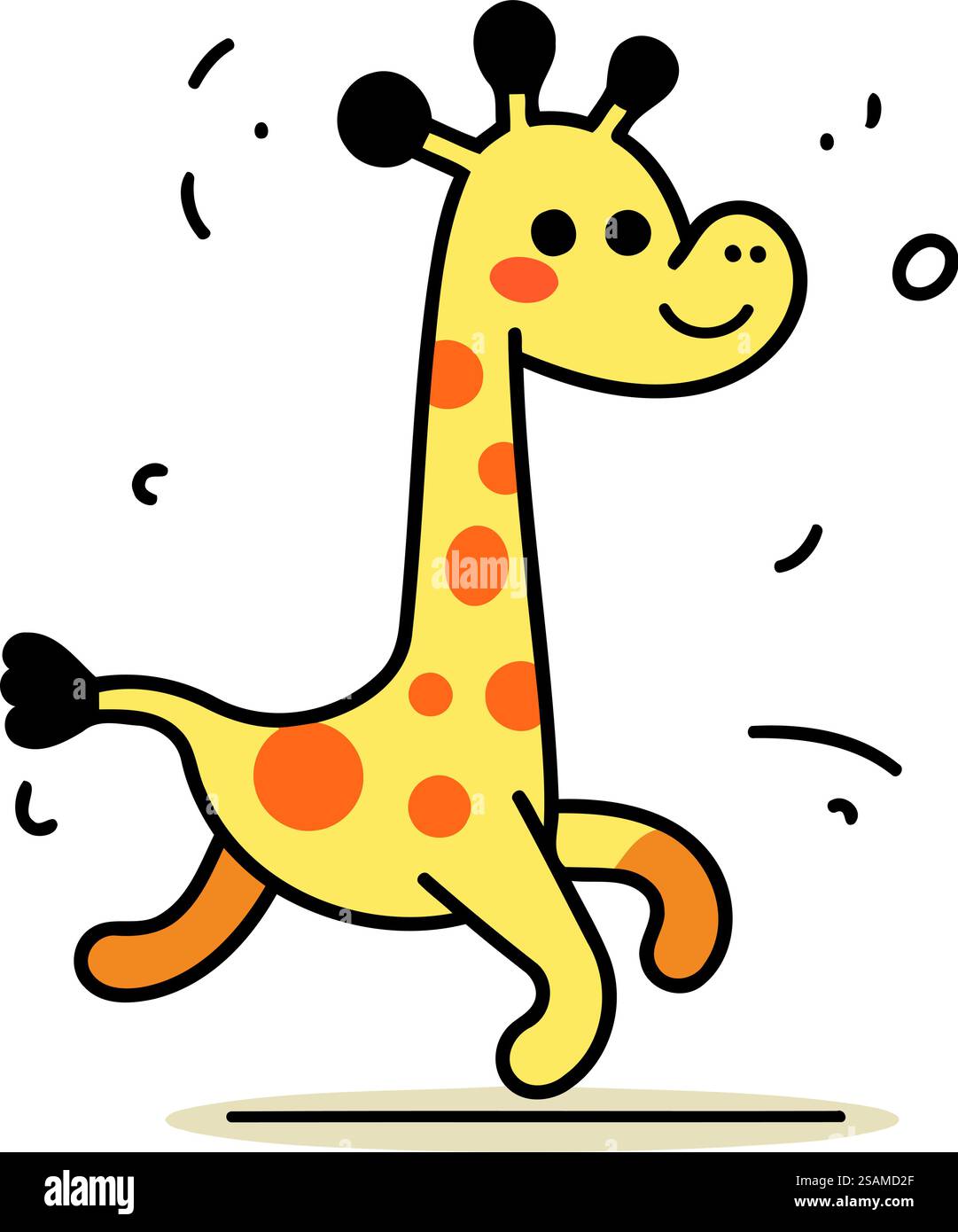 Cute cartoon giraffe running. Vector illustration on white background ...