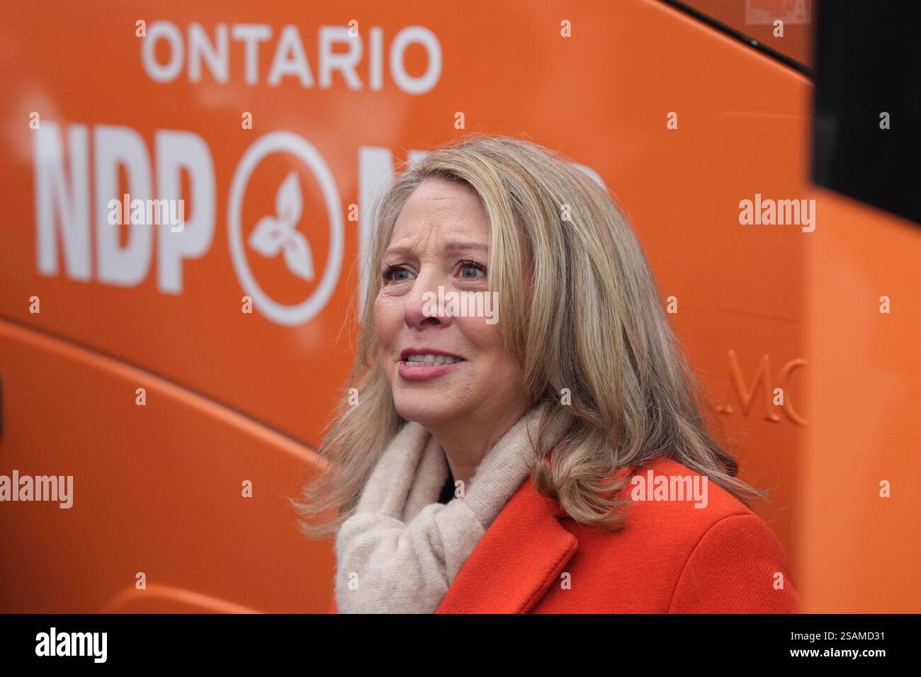 Toronto, Canada. 30th Jan, 2025. Ontario NDP leader Marit Stiles speaks ...