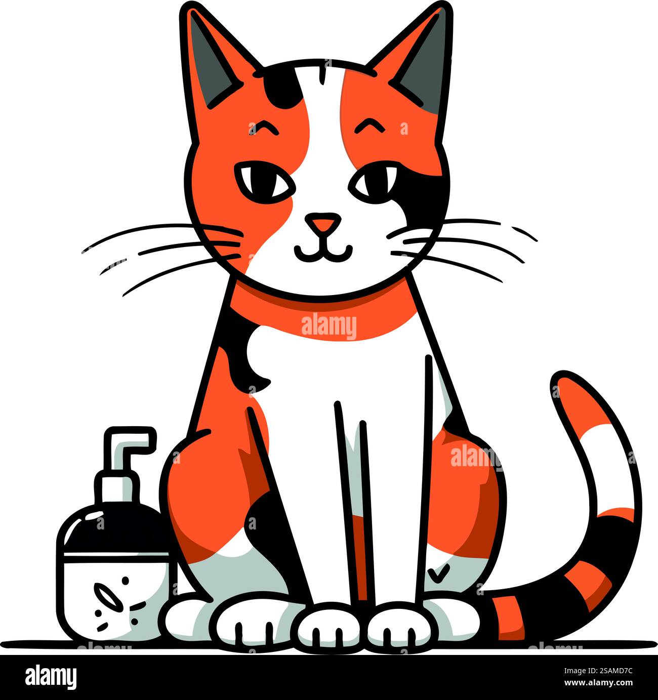 Cute cartoon cat with a bottle of shampoo. Vector illustration Stock ...