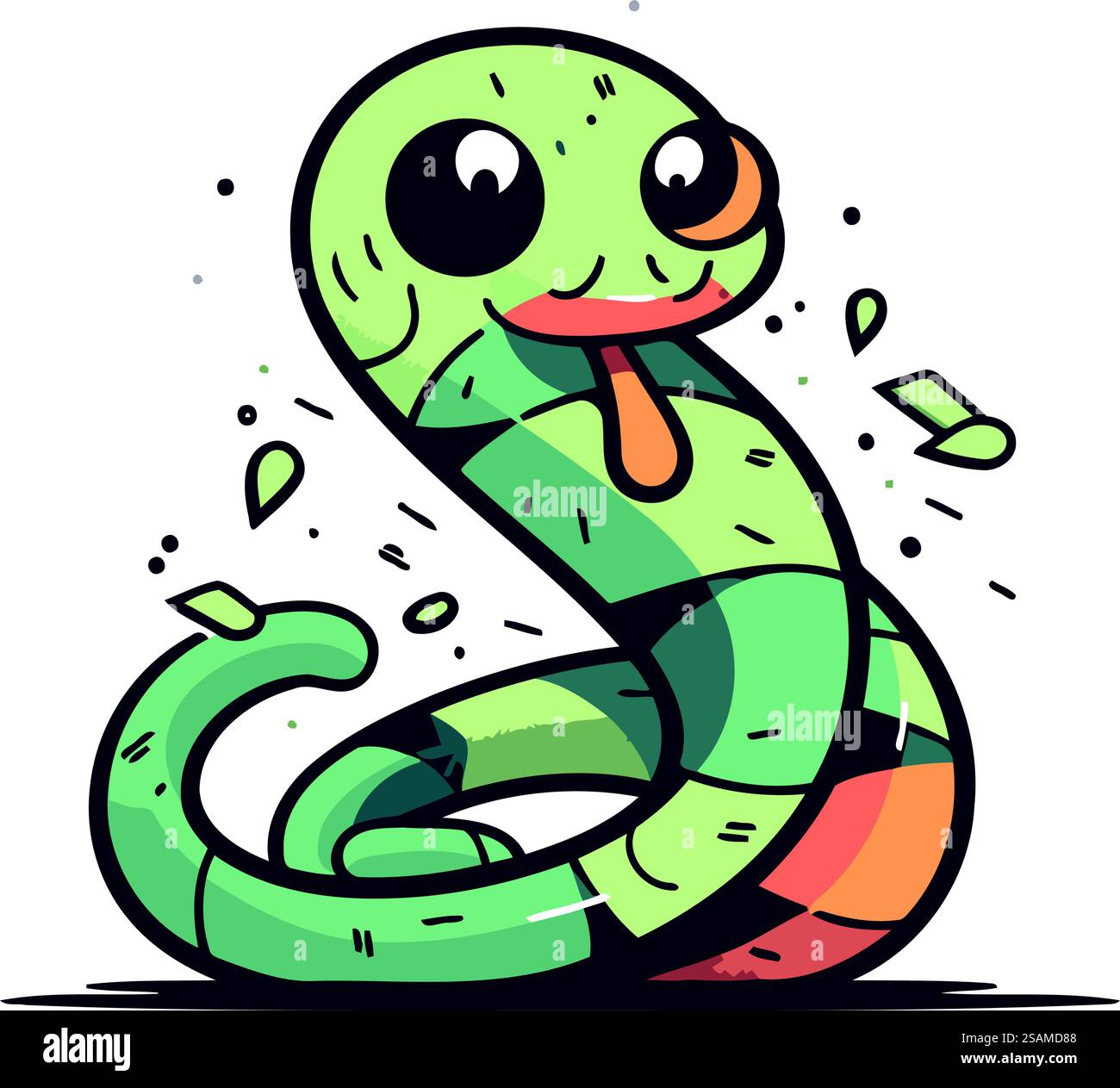 Cute cartoon snake. Vector illustration isolated on a white background ...