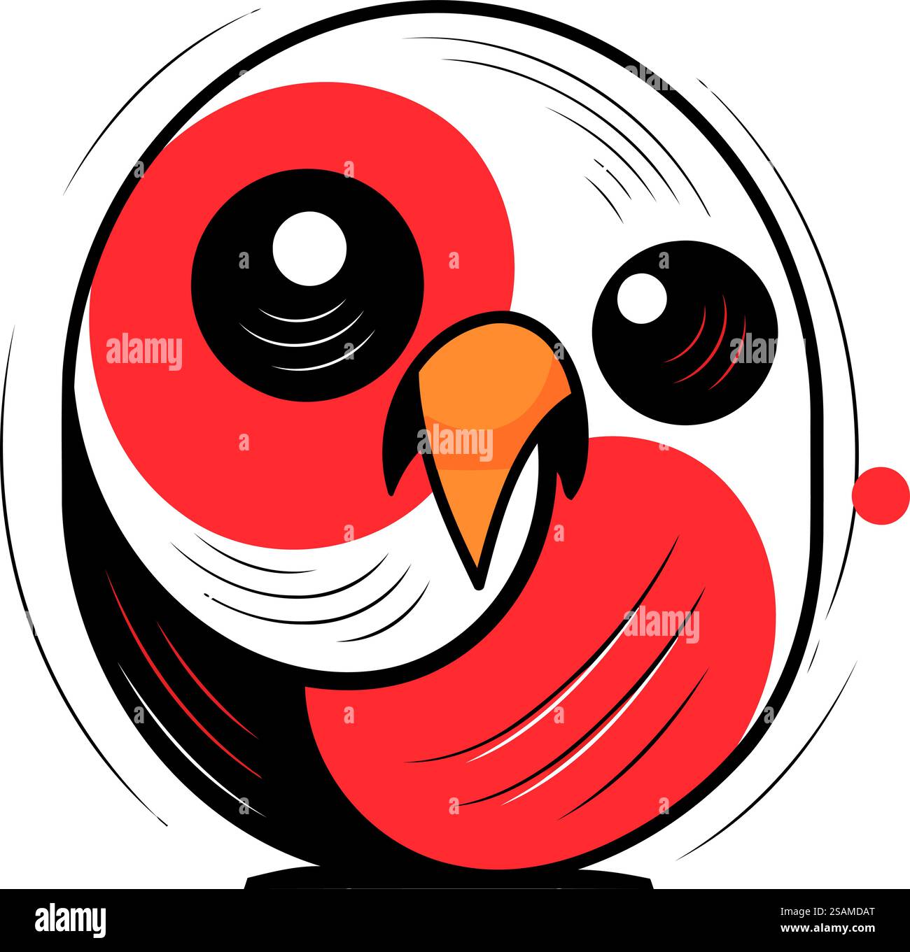 Cute red bird isolated on a white background. Vector illustration Stock ...