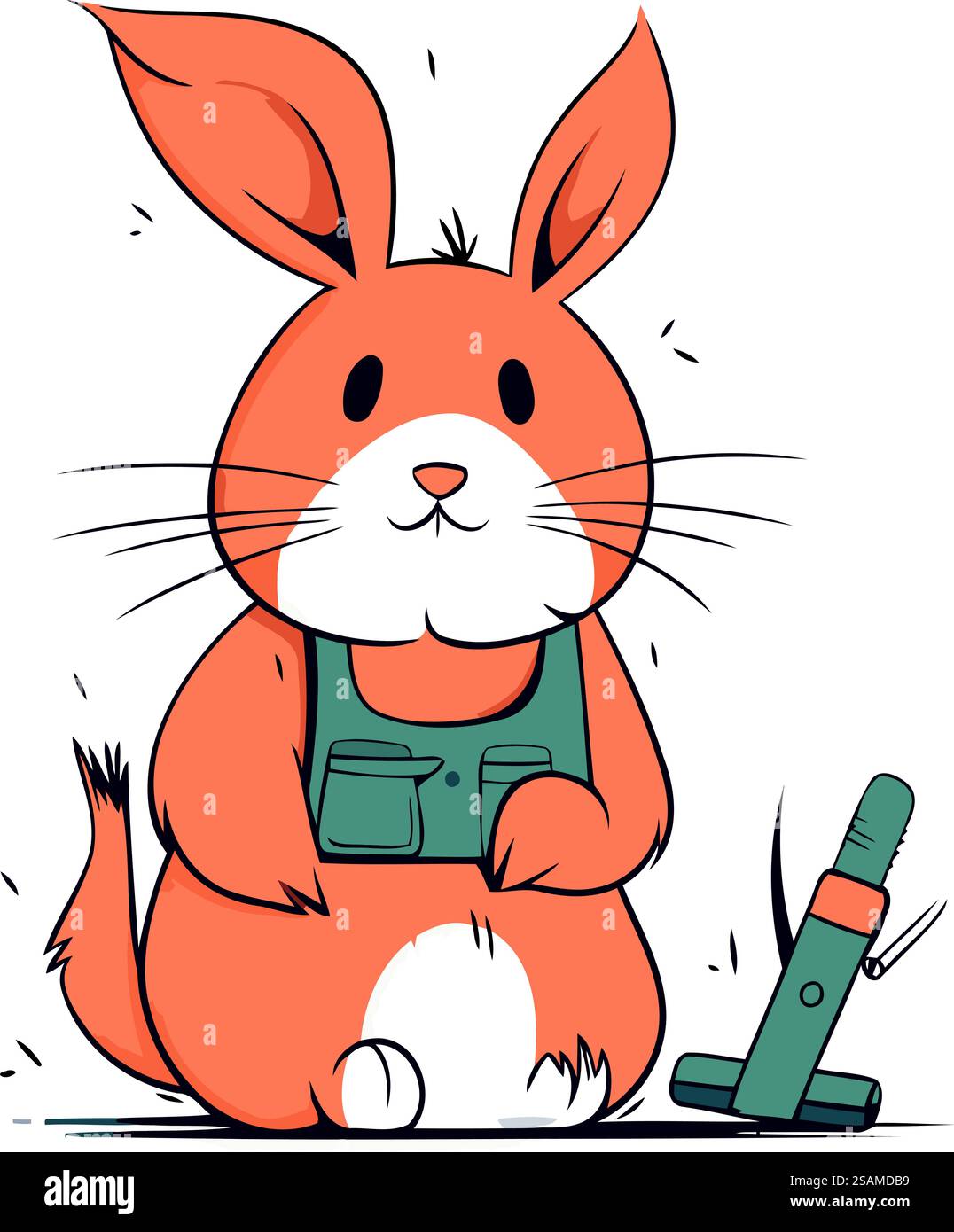 Rabbit in overalls with a flashlight. Cartoon vector illustration Stock ...
