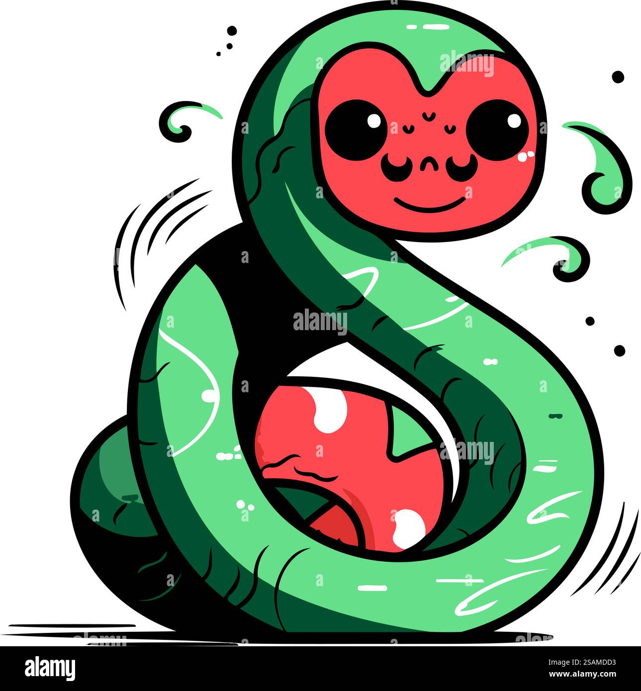 Cute cartoon snake. Vector illustration. Isolated on white background ...