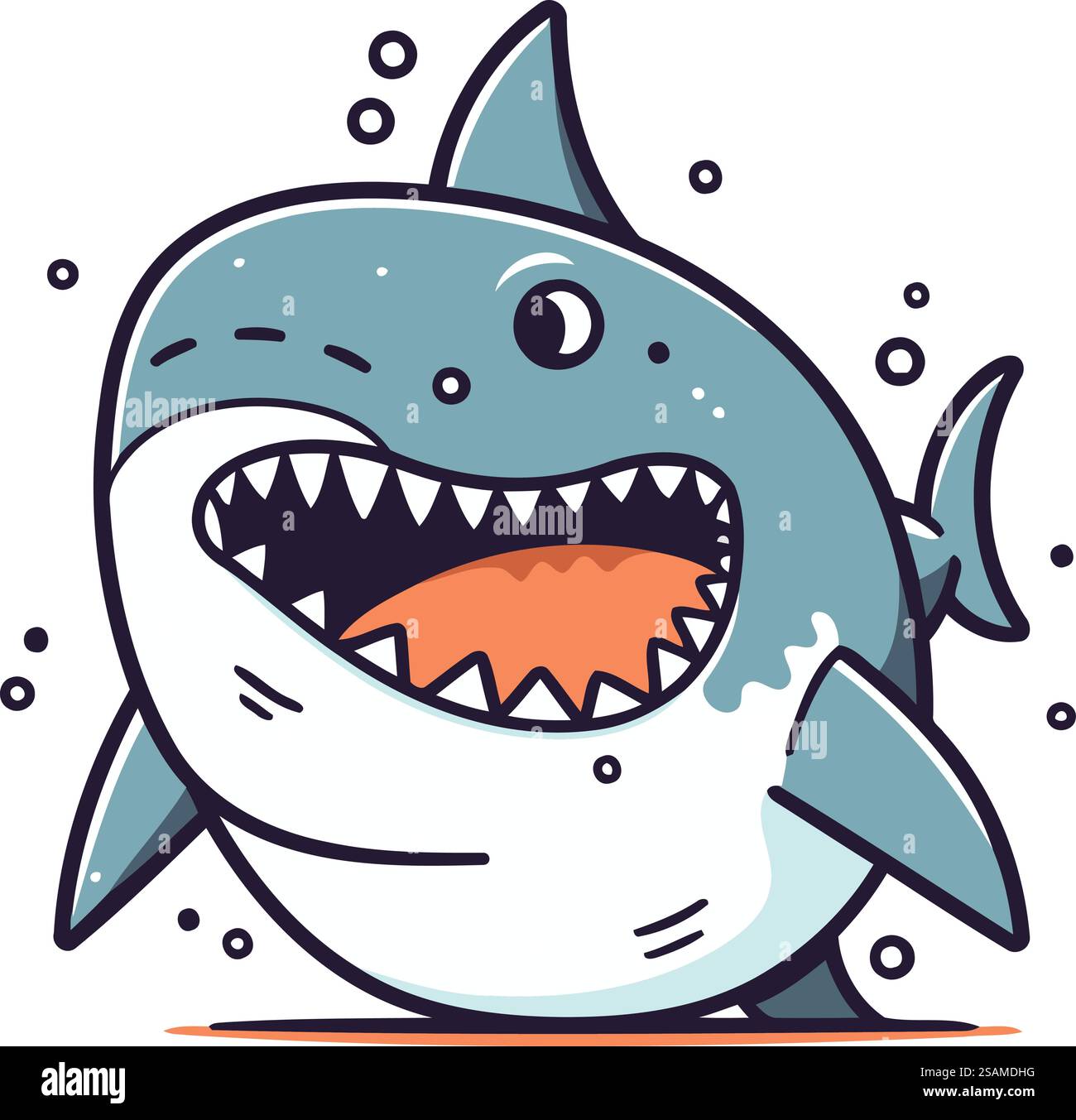 Shark vector illustration. Cute cartoon shark character with open mouth ...
