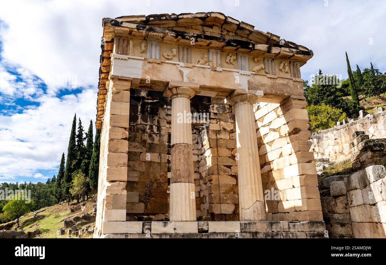 Ancient Greek temple ruins with Doric columns and stone structure ...