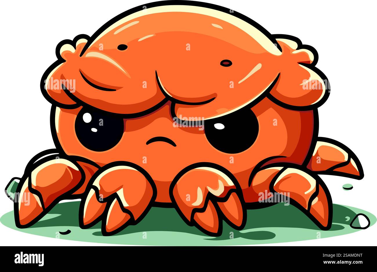Crab cartoon character with sad expression. Vector illustration ...