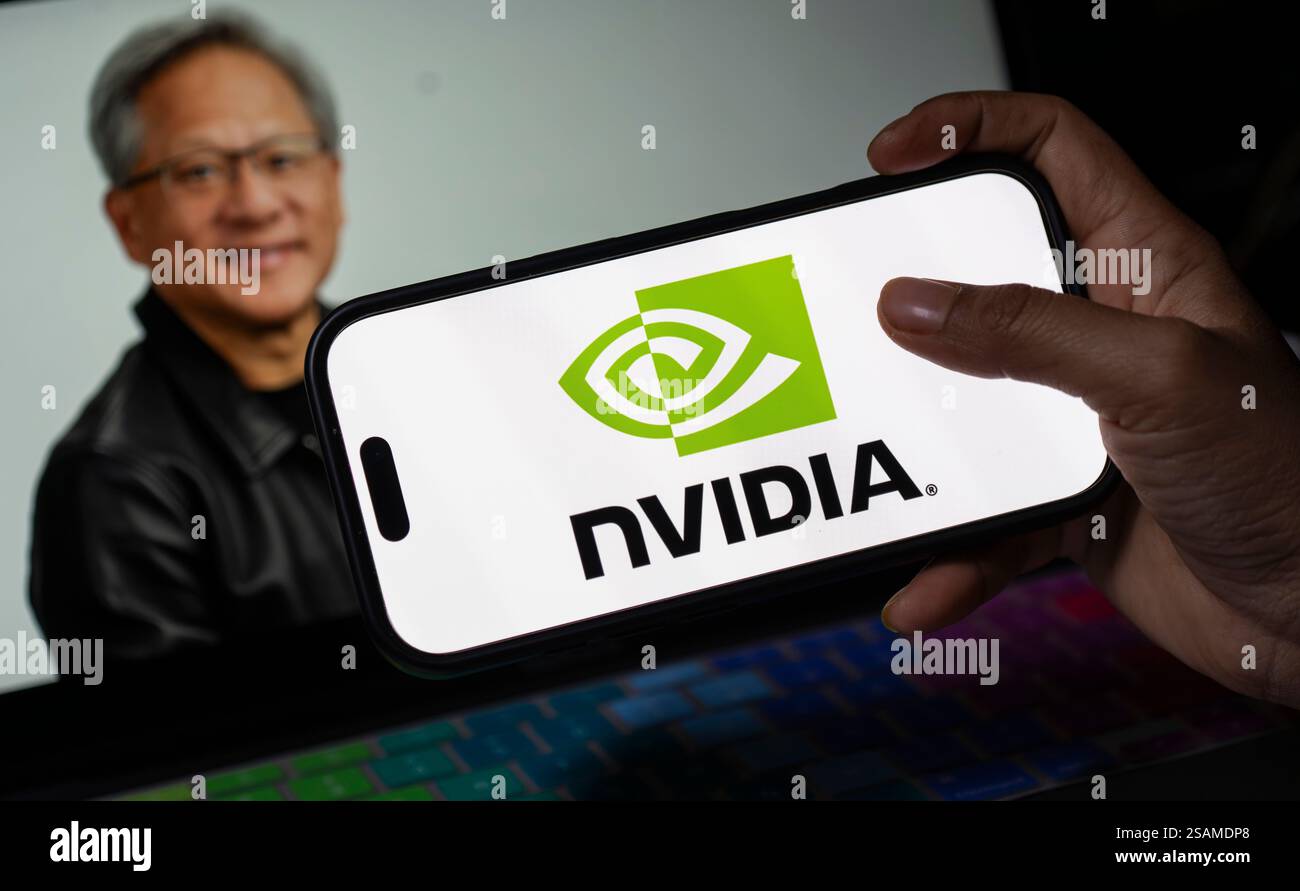January 30, 2025: In this photo illustration, the Nvidia Corporation ...