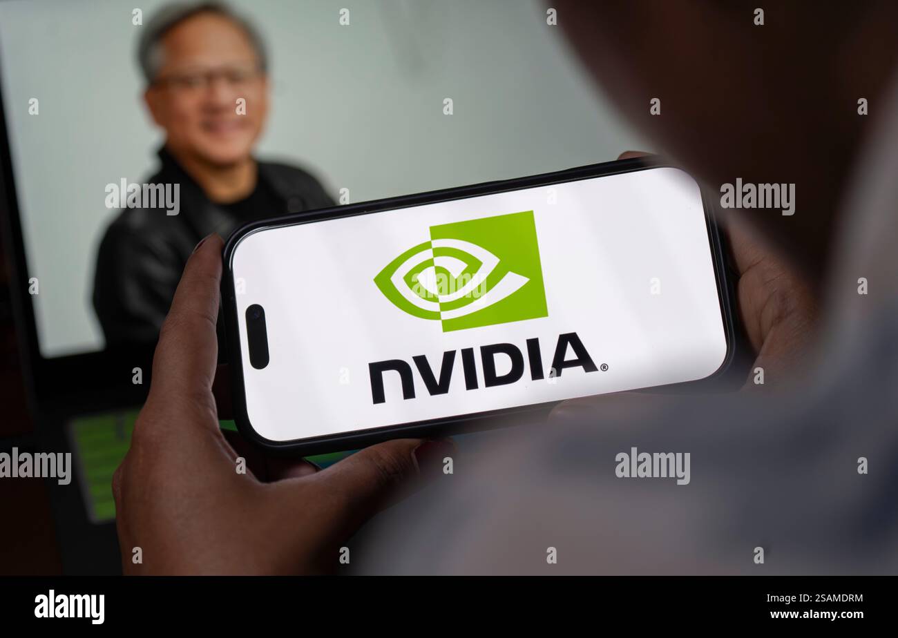 January 30, 2025: In this photo illustration, the Nvidia Corporation ...