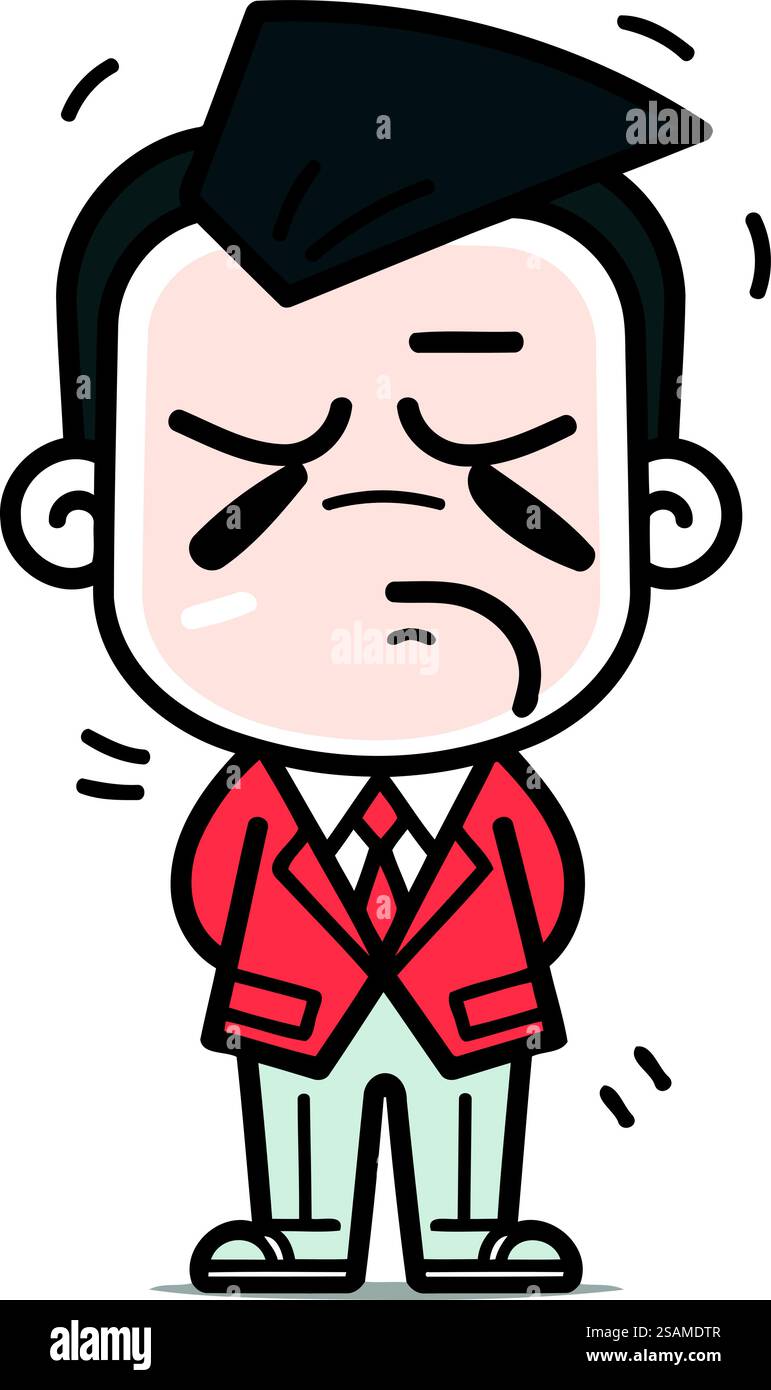 Sad senior man cartoon character. Vector illustration. Old people ...