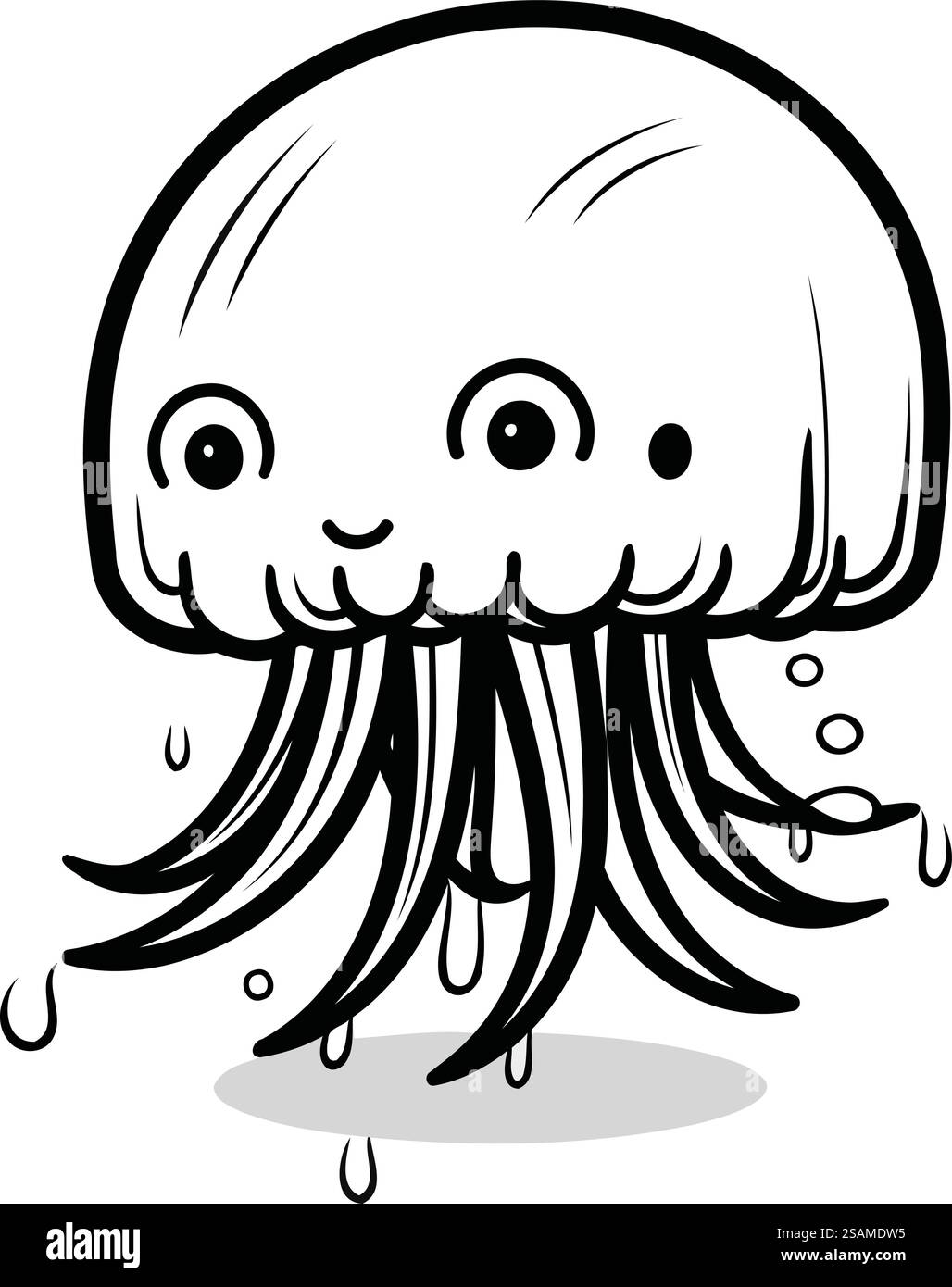 Jellyfish line icon outline Black and White Stock Photos & Images - Alamy