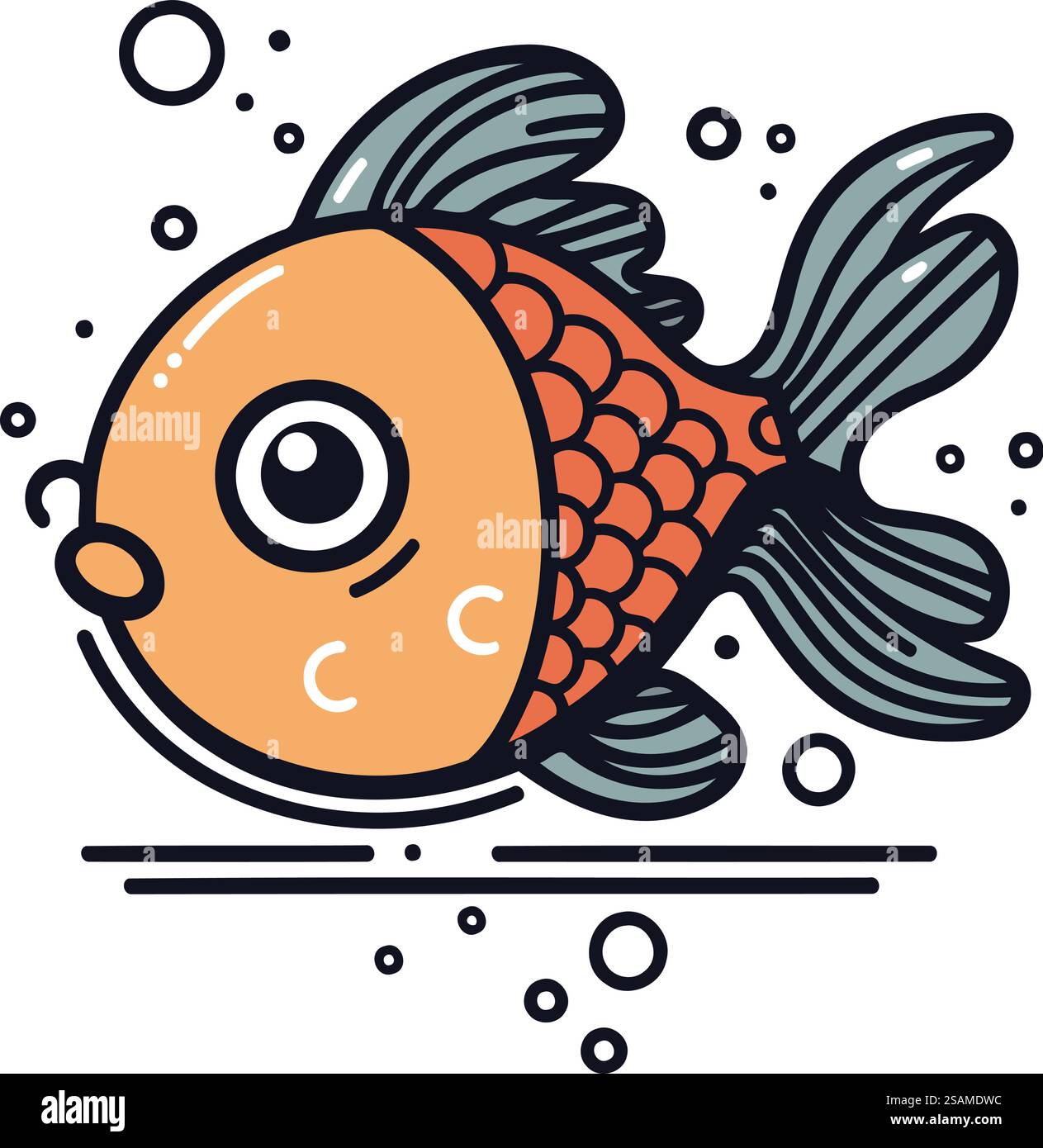 Cute cartoon goldfish. Vector illustration isolated on white background ...