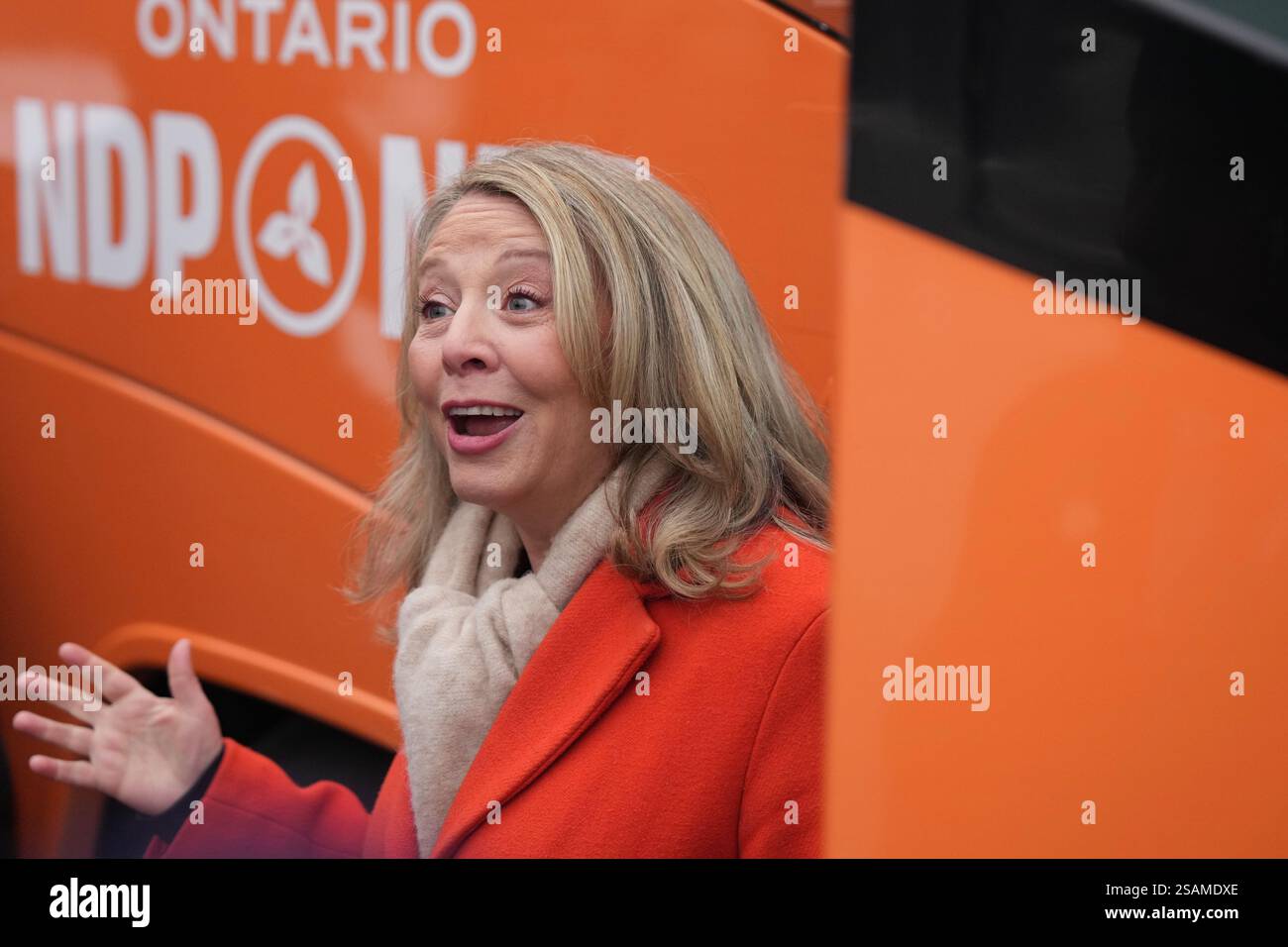 Toronto, Canada. 30th Jan, 2025. Ontario NDP leader Marit Stiles speaks ...