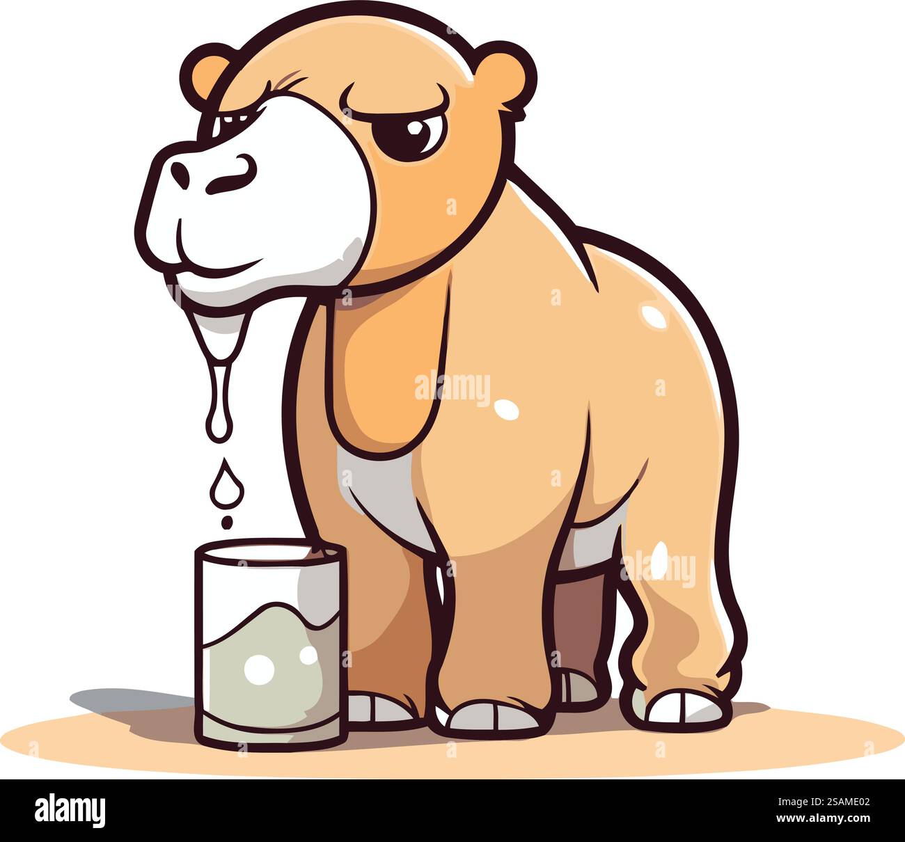 Cute hippo drinking milk from a glass. Vector illustration Stock Vector ...
