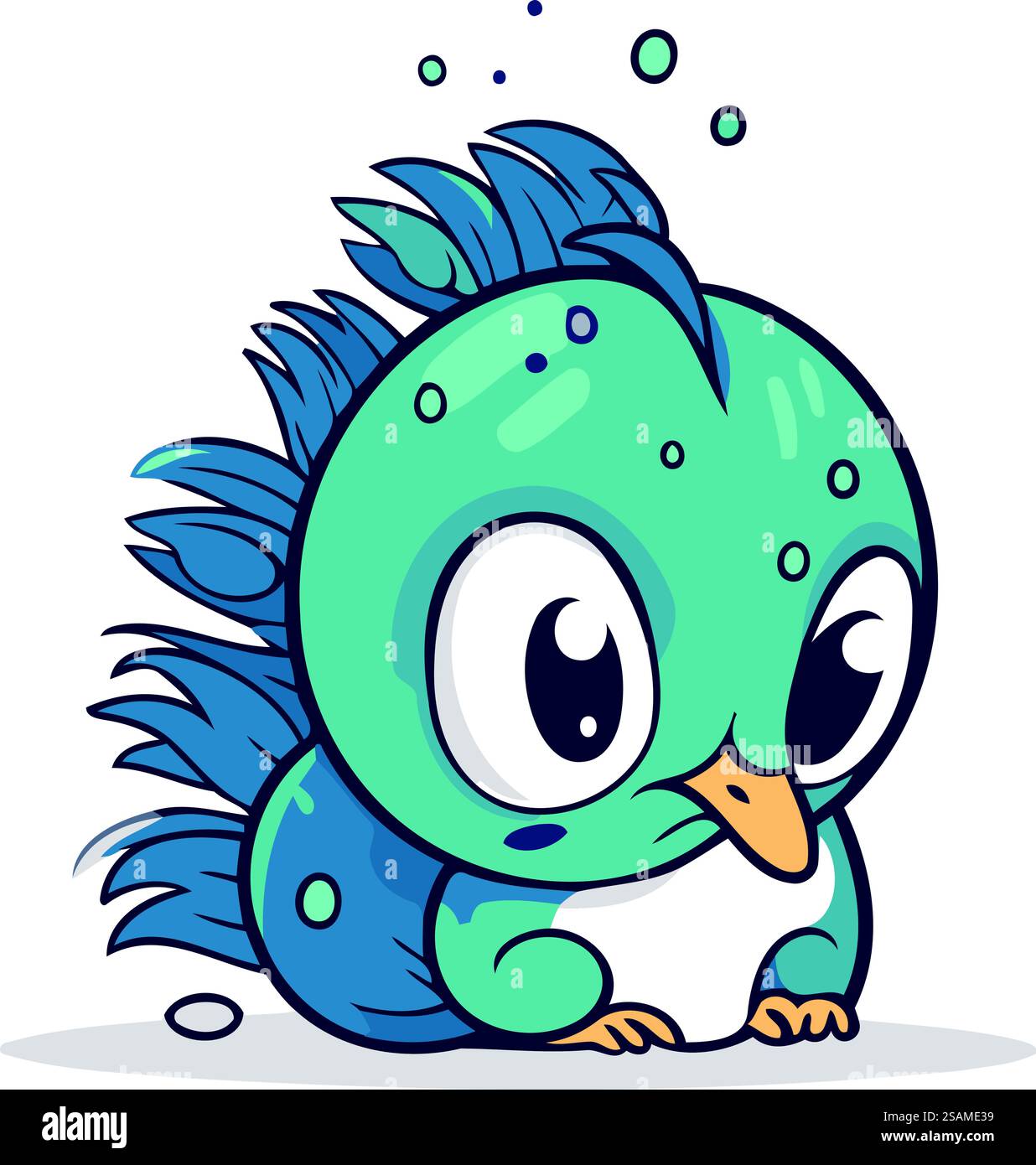 Cute cartoon blue penguin isolated on white background. Vector ...