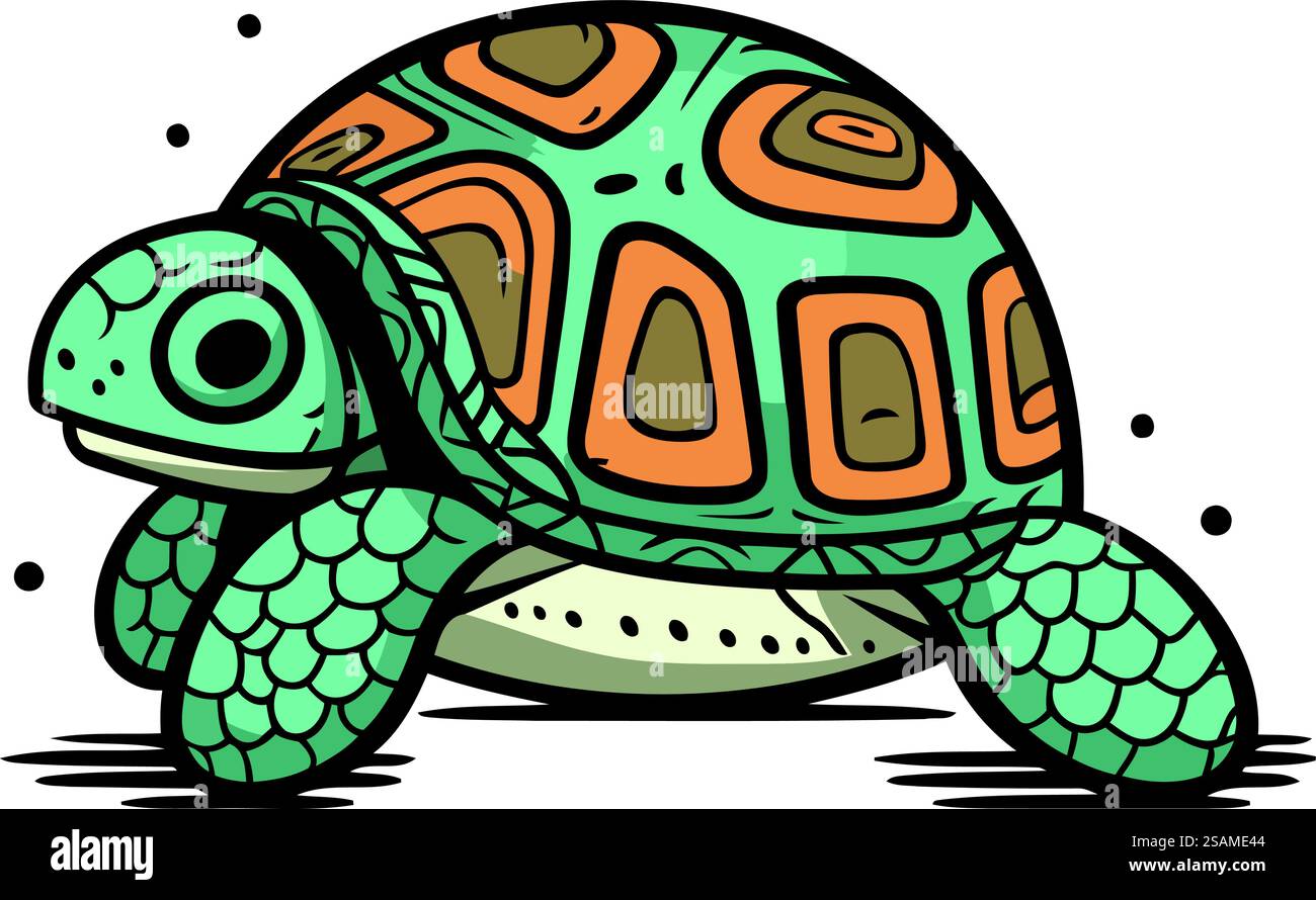 Cute hand drawn turtle isolated on white background. Vector ...
