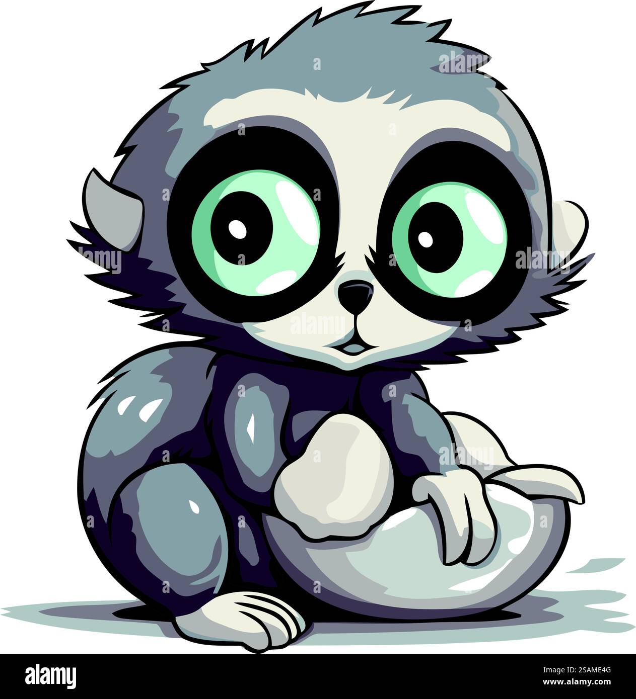 Cute little baby sloth with big eyes. Vector illustration Stock Vector ...