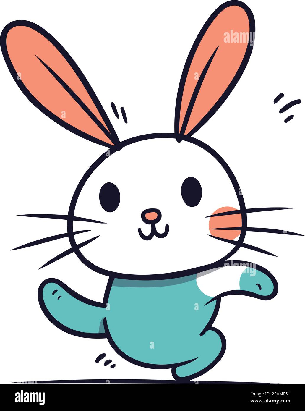 Cute cartoon rabbit running. Vector illustration. Cute bunny Stock ...