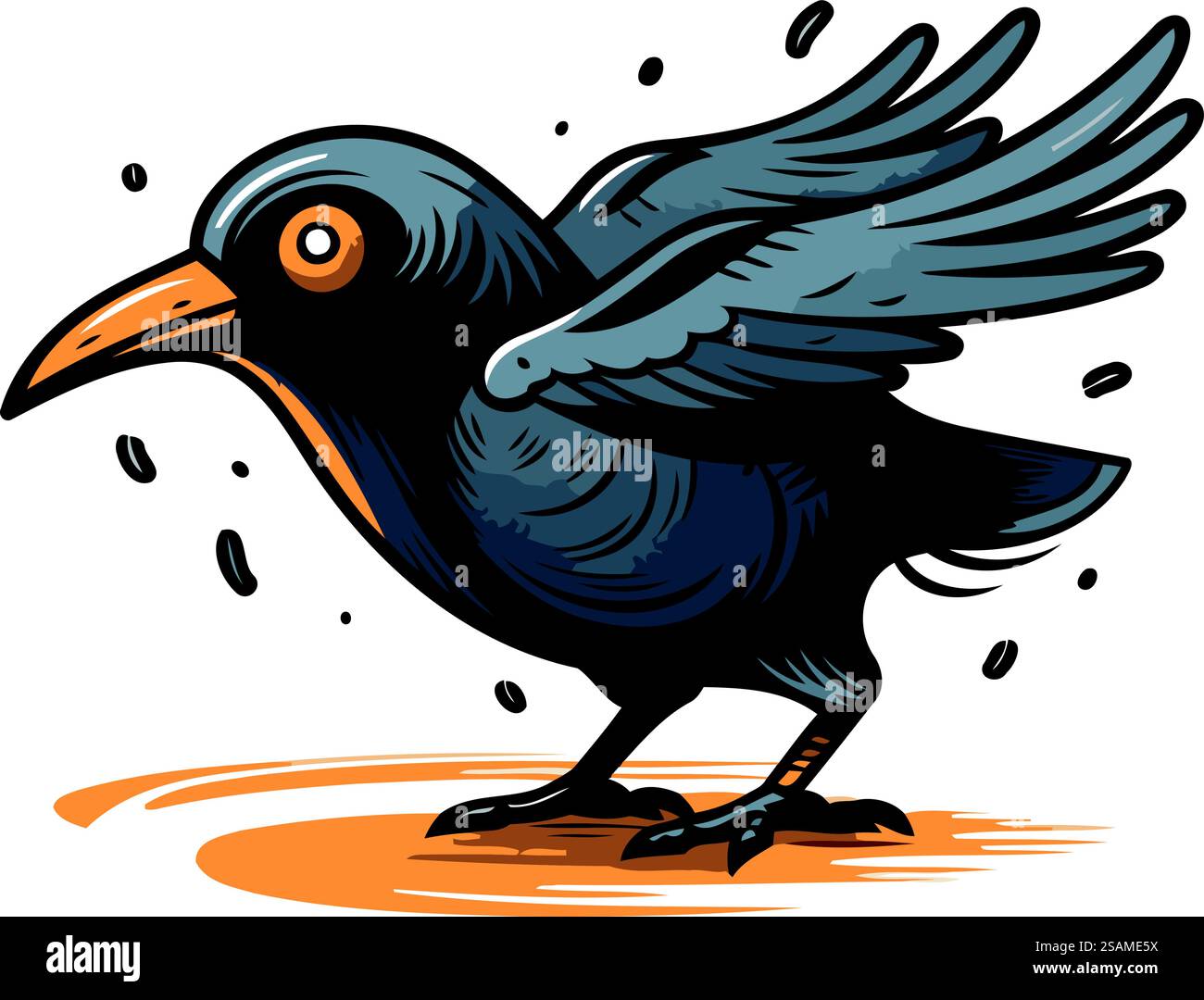 Crow on ice. Vector illustration of a crow on ice Stock Vector Image ...