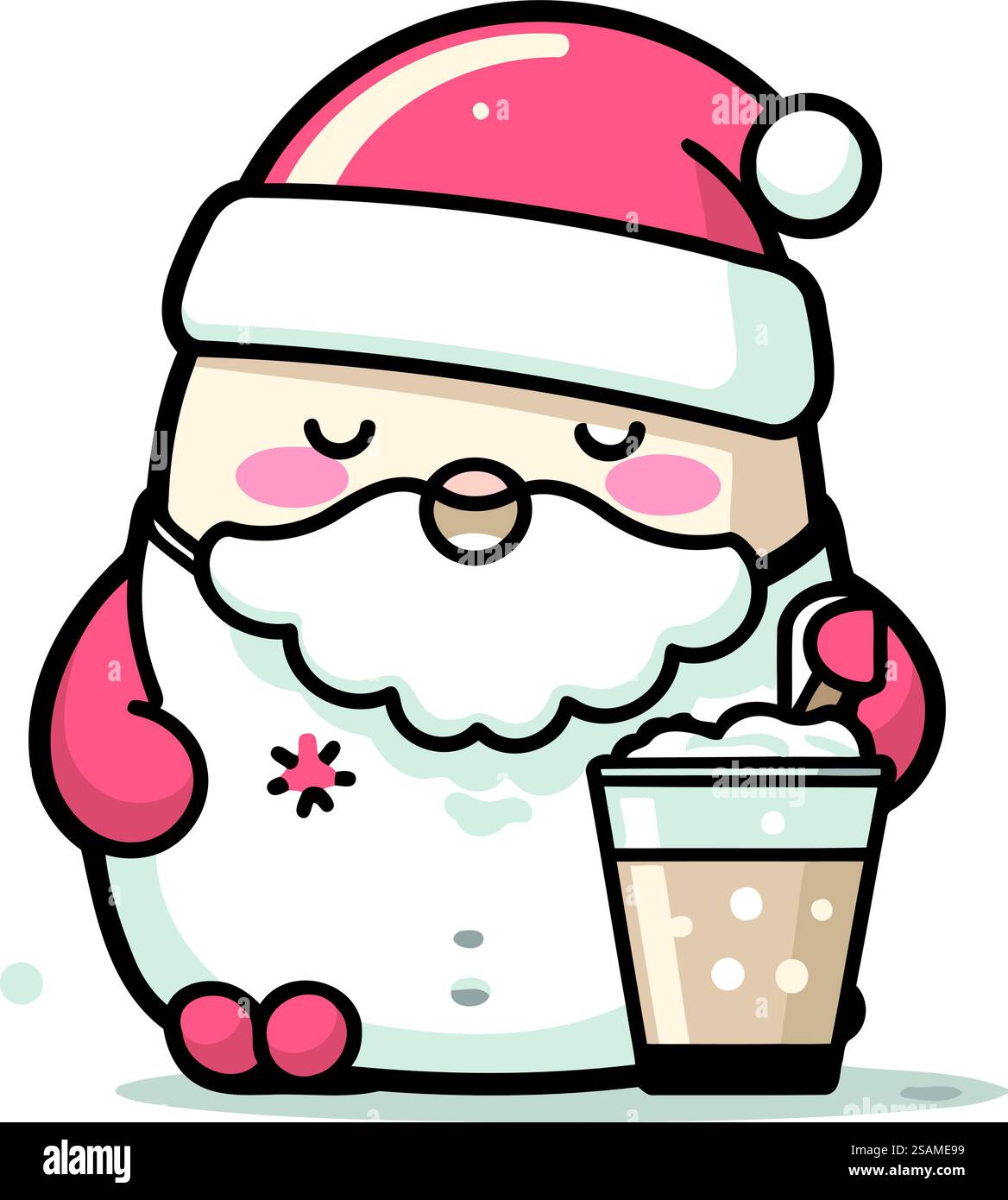 Santa Claus with a cup of coffee. Vector illustration in cartoon style ...