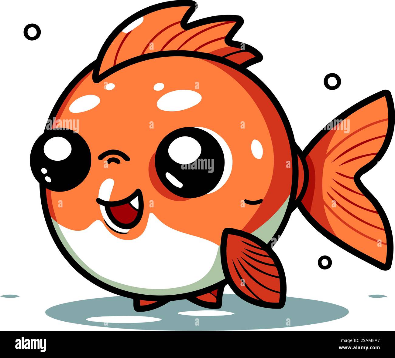 Cute cartoon fish character. Vector illustration isolated on white ...