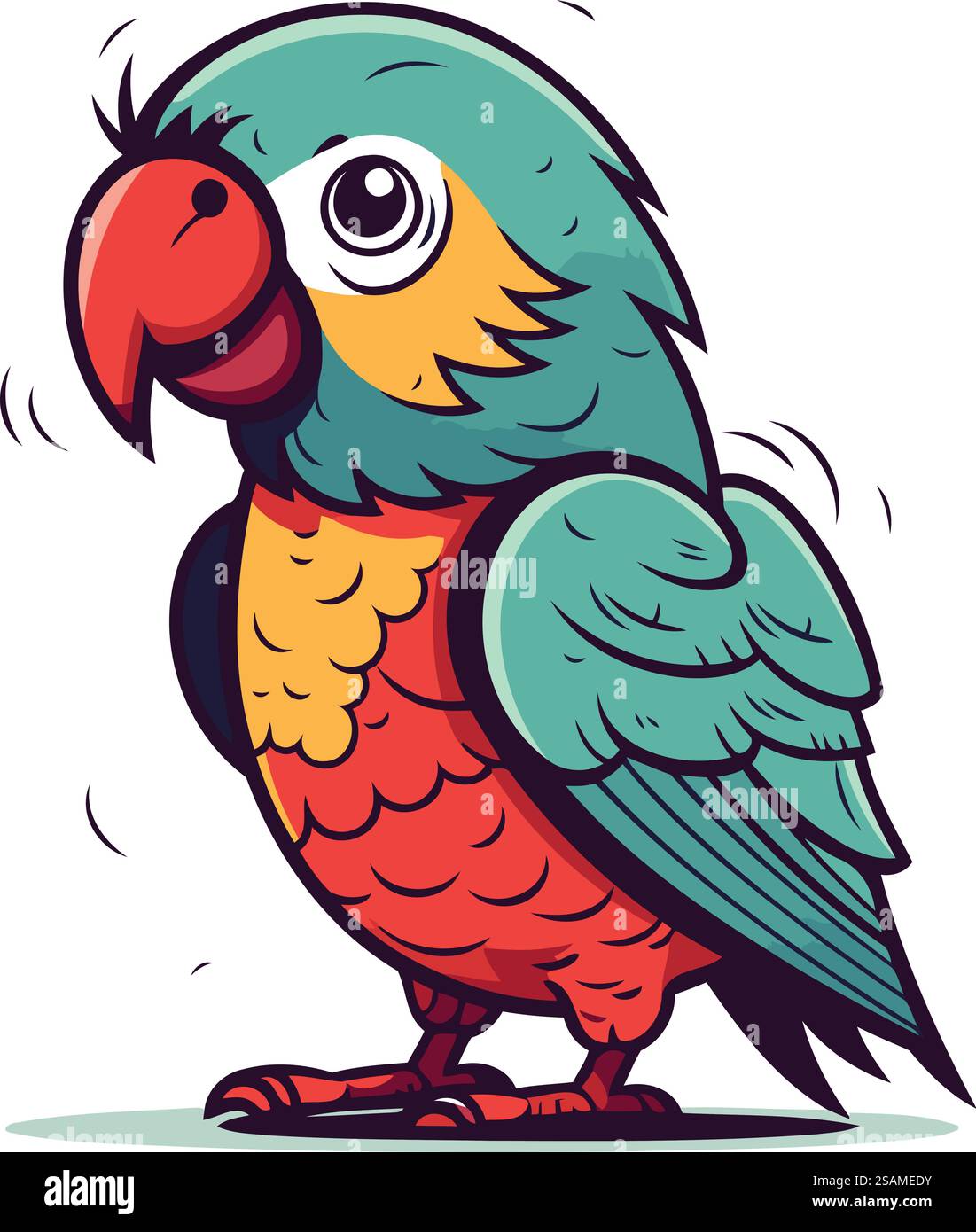 Parrot isolated on white background. Vector illustration in cartoon ...