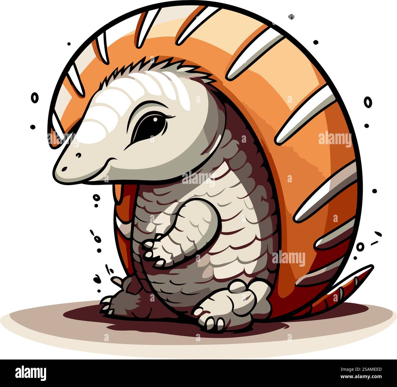 Cute cartoon armadillo isolated on white background. Vector ...