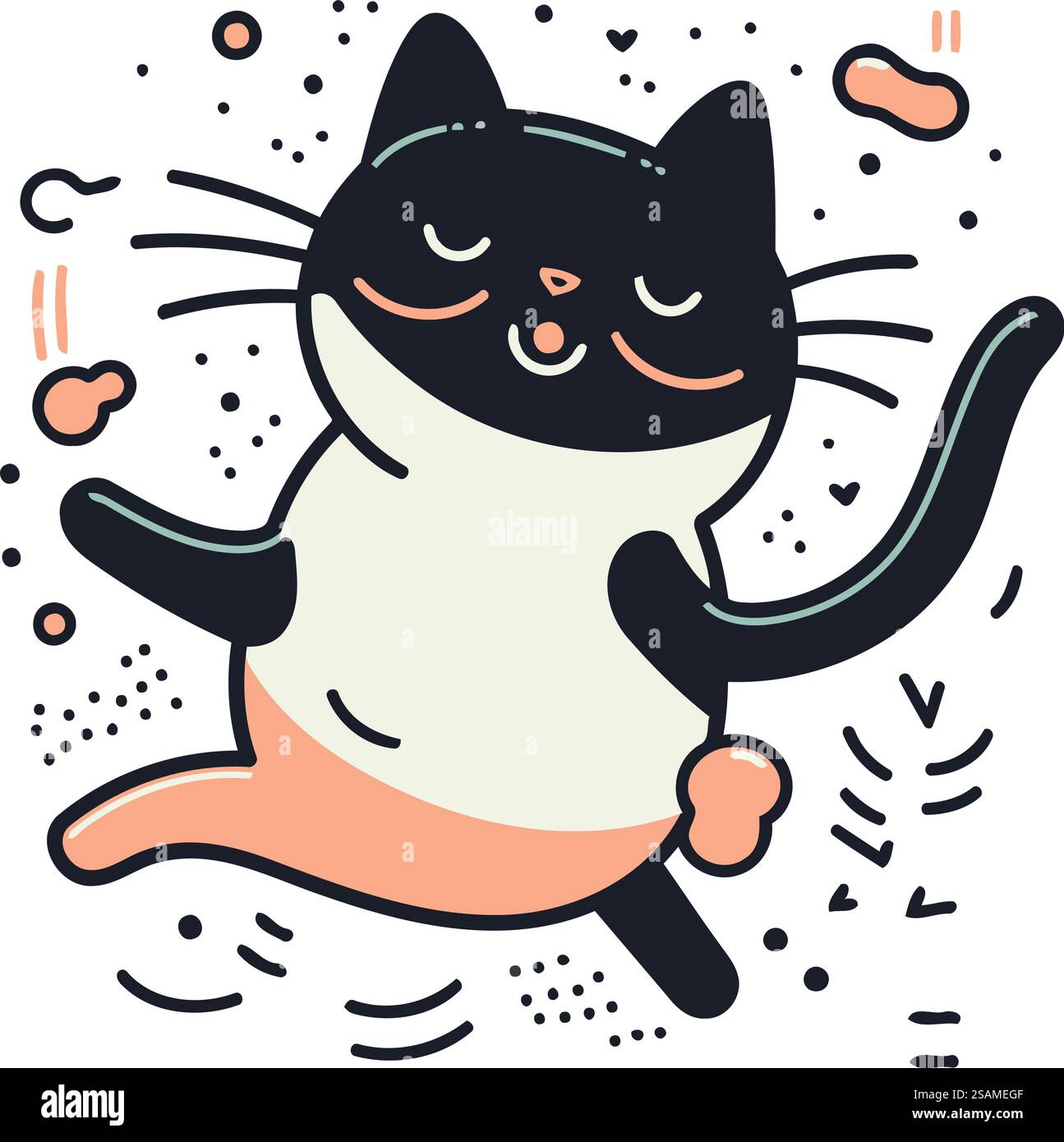 Cute cartoon cat character. Vector illustration in doodle style Stock ...