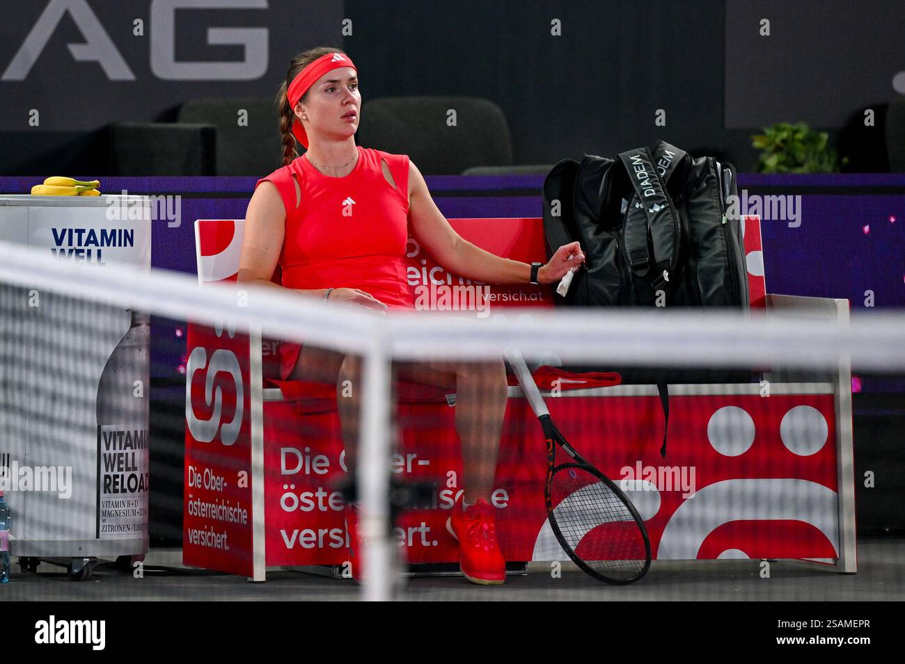 LINZ, AUSTRIA -JANUARY 30: Elina Svitolina of Ukraine on the Bench ...