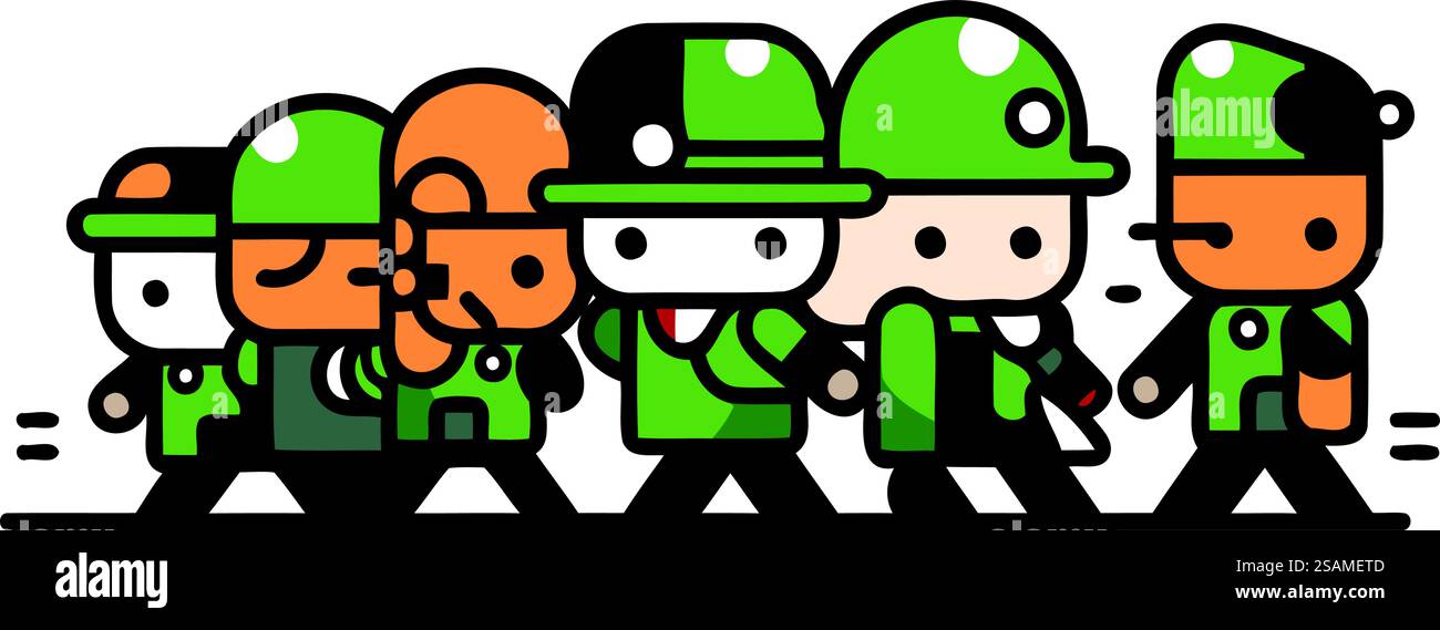 Cartoon soldiers line art vector illustration. Group of soldiers in ...