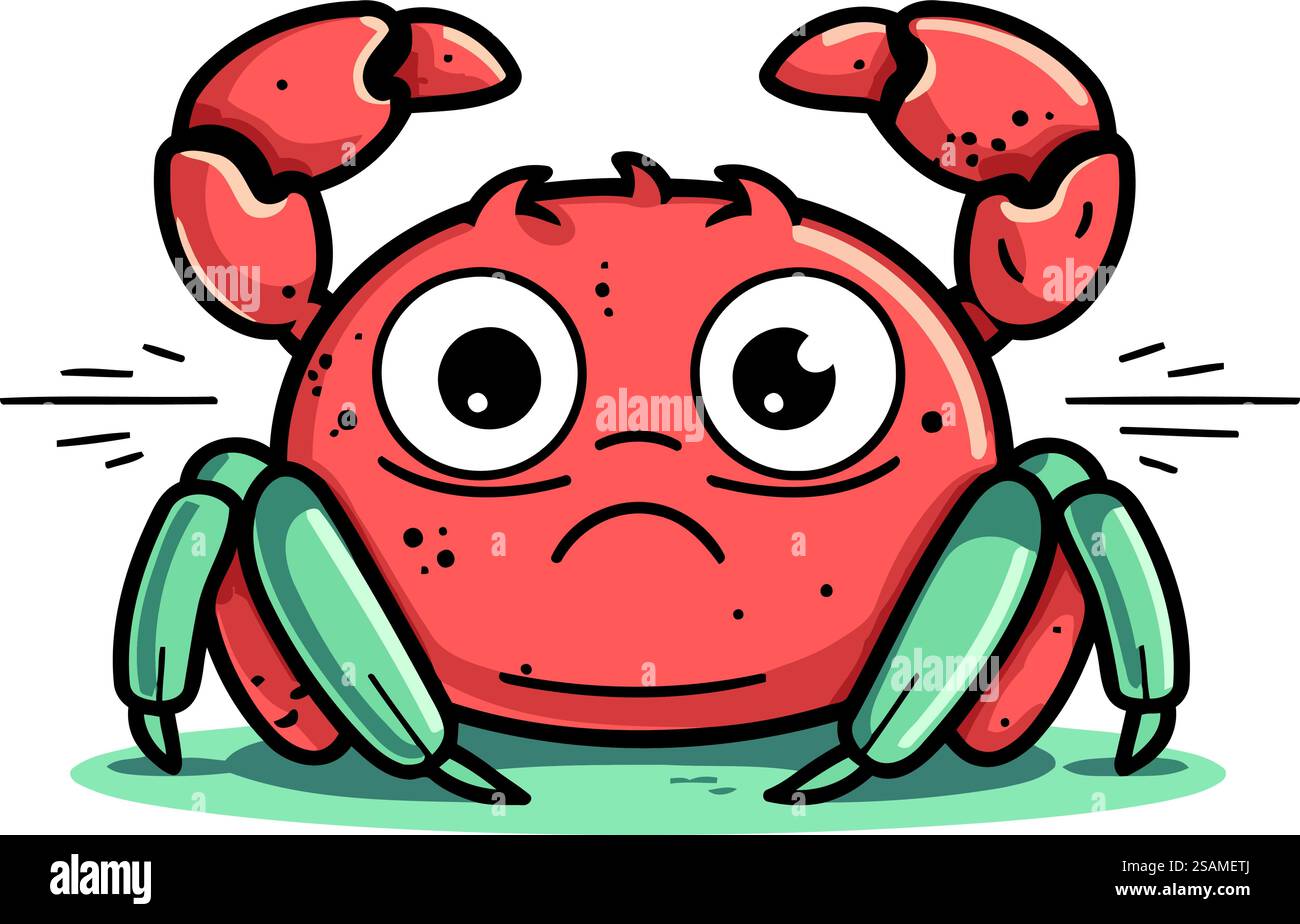 Crab cartoon character. Vector illustration isolated on a white ...