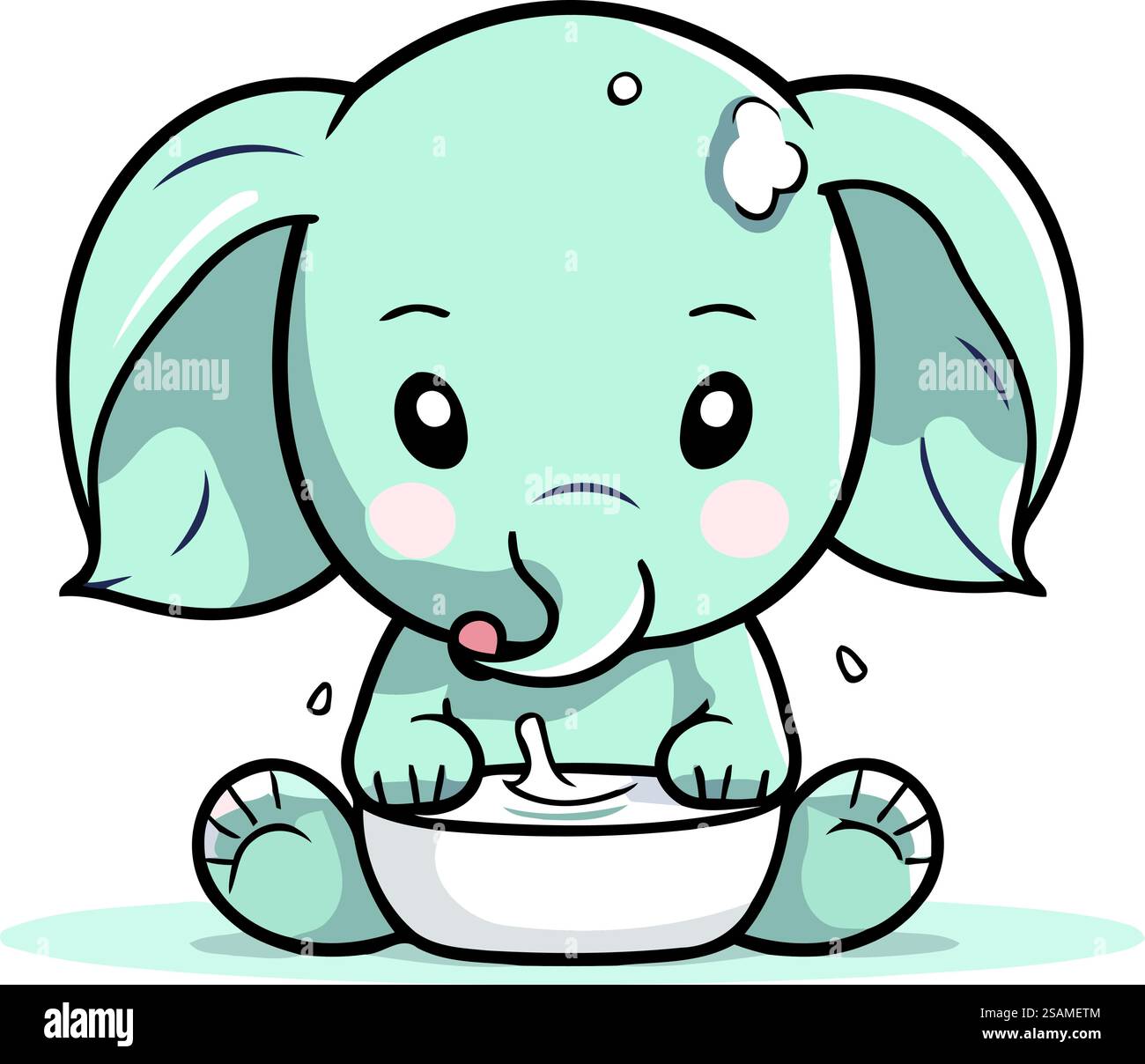 Cute elephant eating milk. Vector illustration of a cute elephant Stock ...