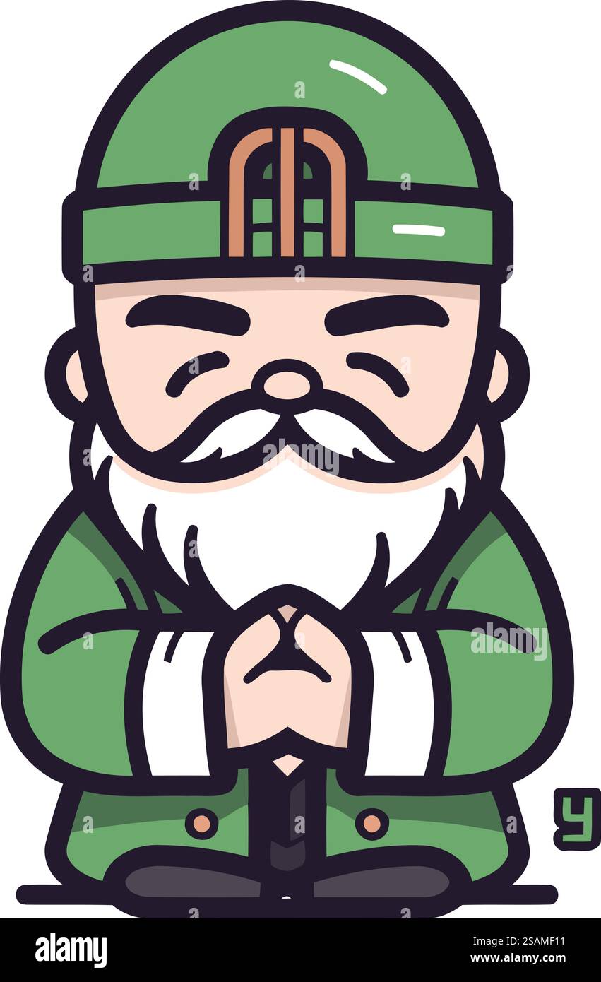 Leprechaun or Leprechaun with a beard and mustache in a green hat ...