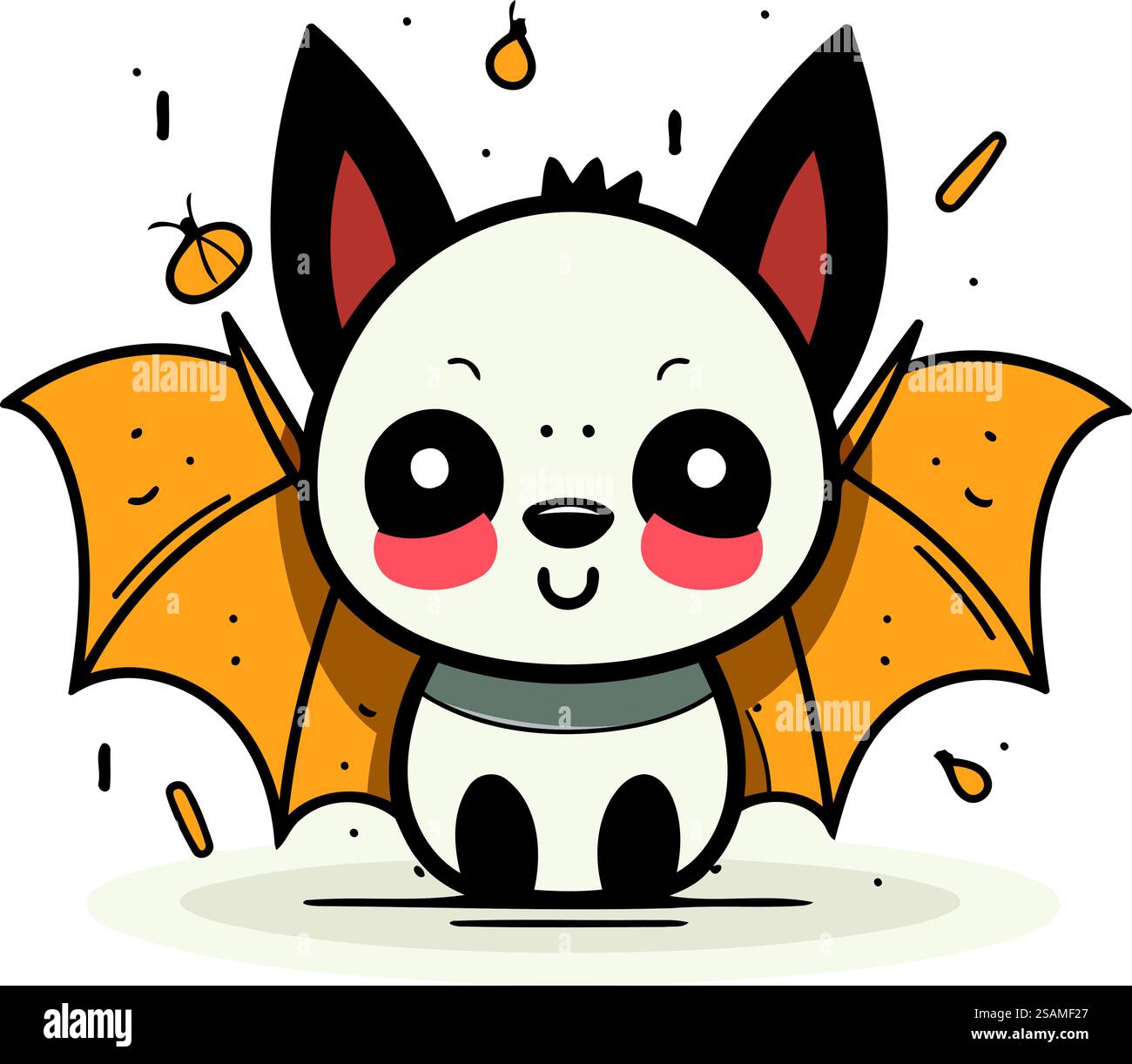 Cute little cartoon bat. Vector illustration. Isolated on white ...