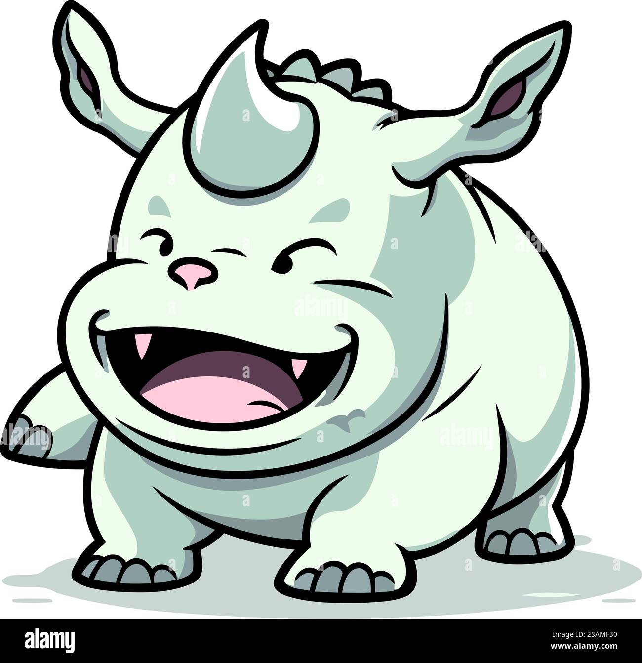 Funny rhinoceros. Cartoon character. Vector illustration Stock Vector ...