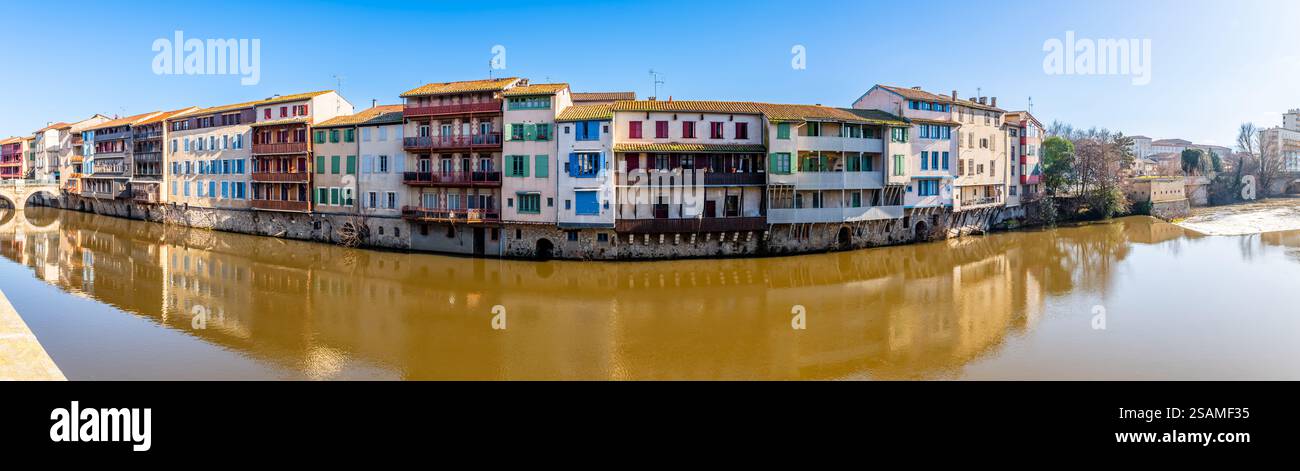 Facades of houses in the town of Castres on the Agout River in ...