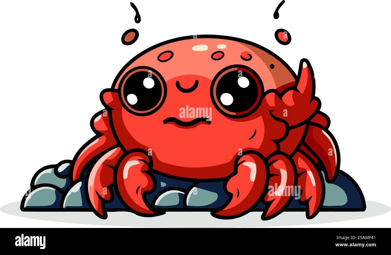 Cute cartoon crab character. Vector illustration isolated on white ...