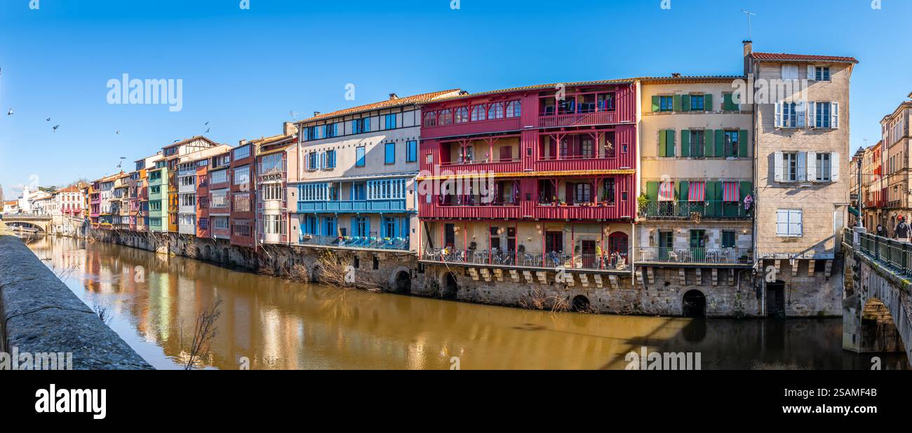 Facades of houses in the town of Castres on the Agout River in ...