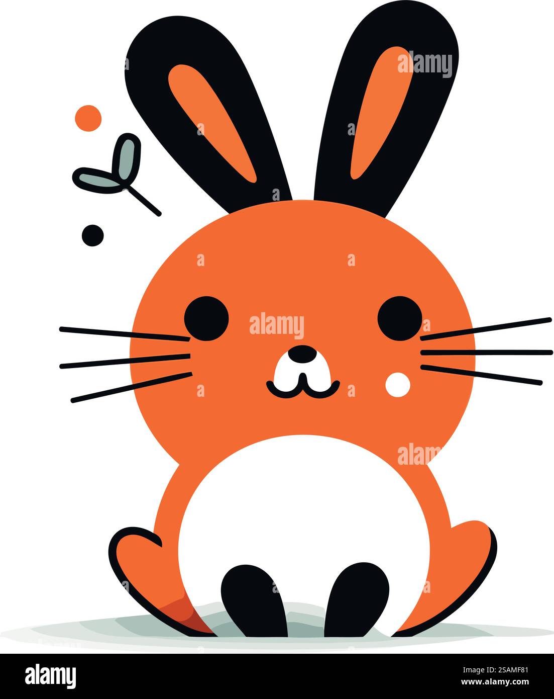 Cute cartoon hare sitting on the ground. Vector illustration Stock ...
