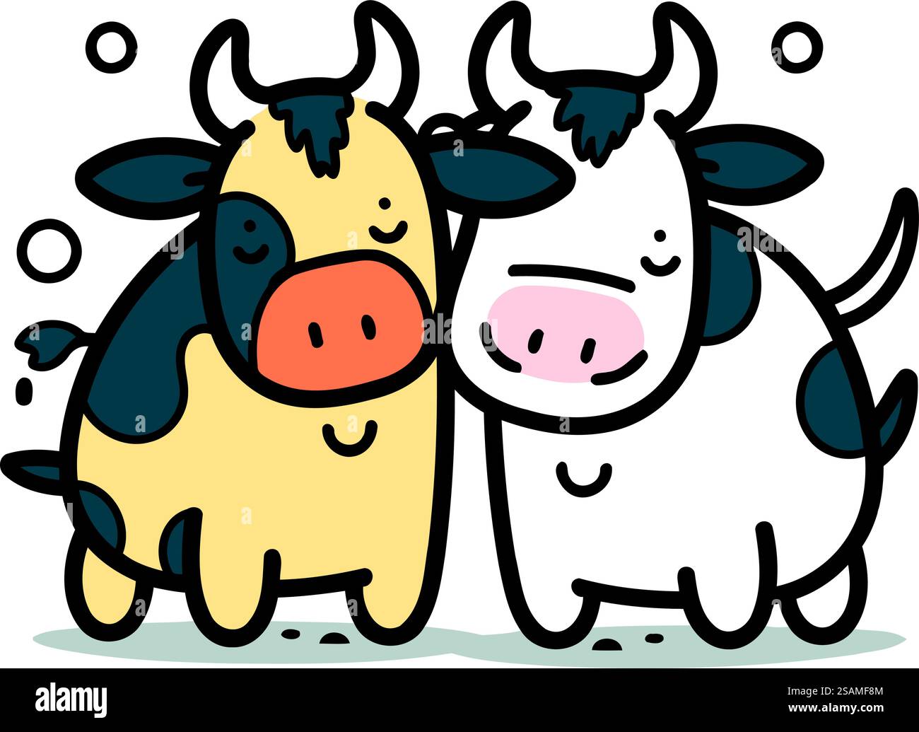 Cute Cow Cartoon Characters Vector Illustration. Cute Cute Farm Animal ...