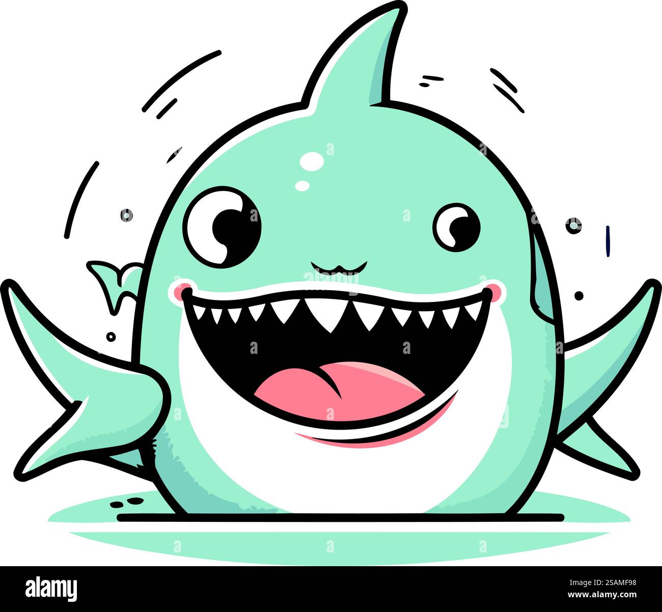 Cute cartoon shark. Vector illustration isolated on a white background ...