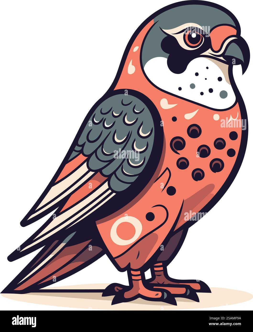Illustration of a red bird on a white background. Vector illustration ...