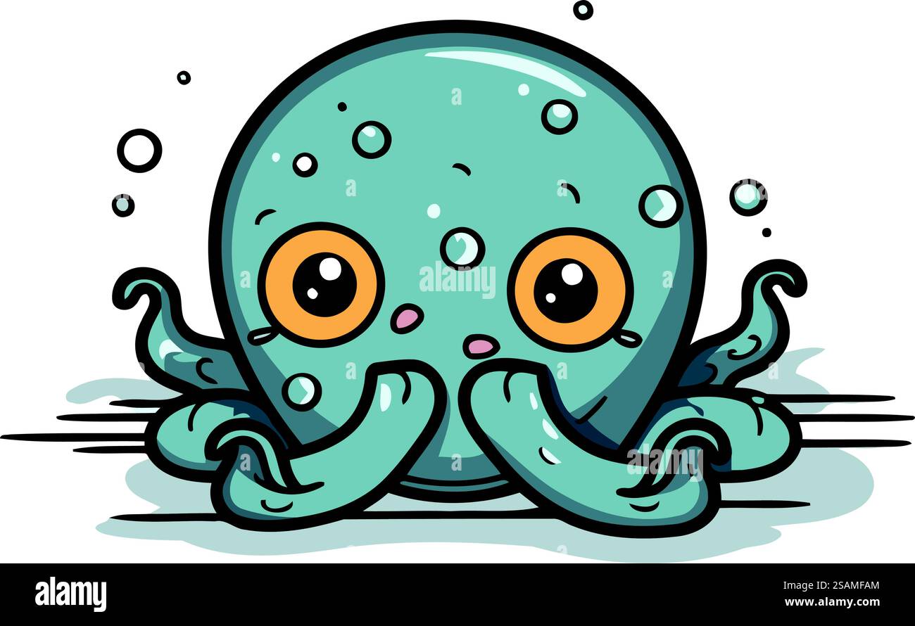 Cute cartoon octopus. Vector illustration isolated on white background ...