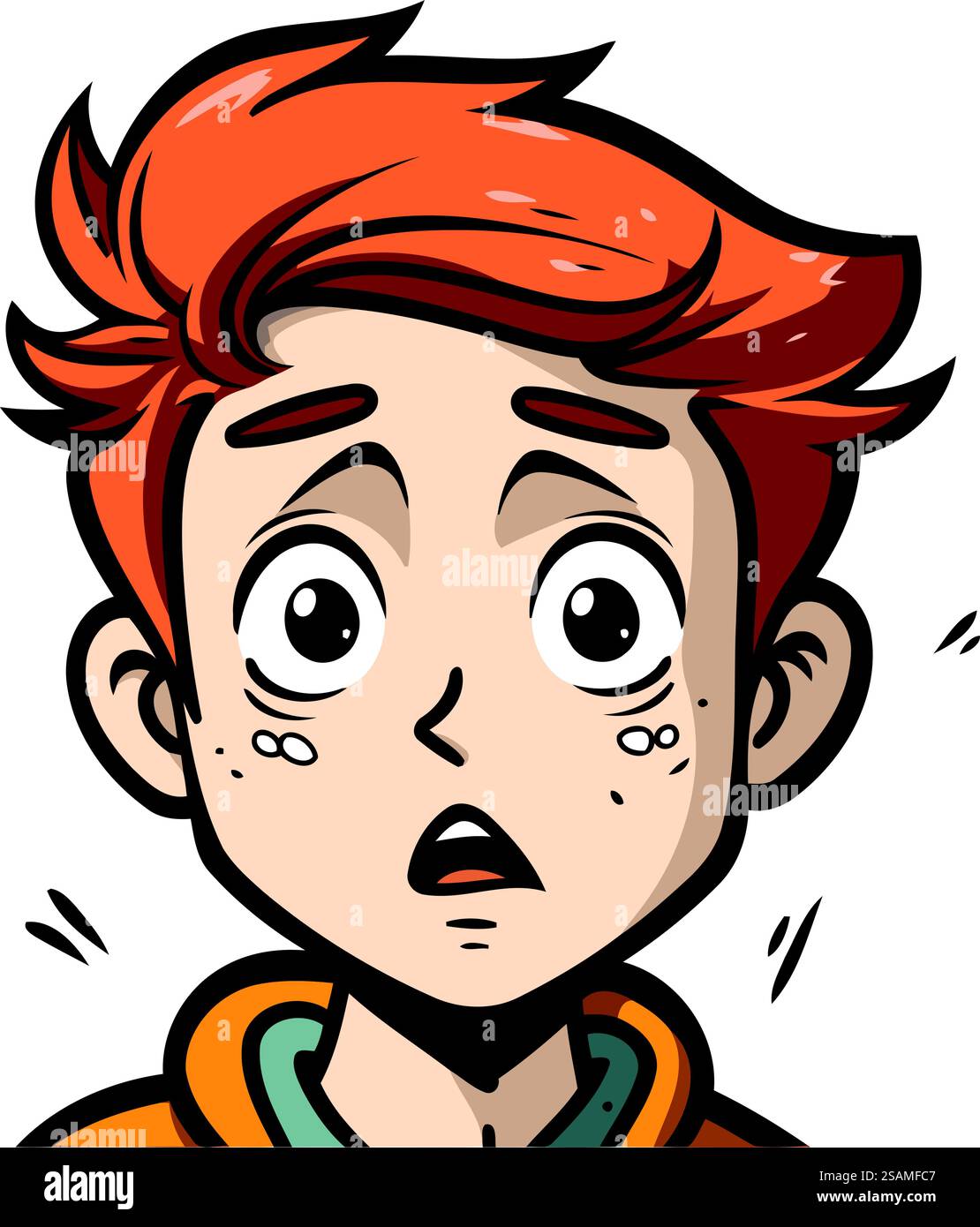 Illustration of a boy with a scared expression on his face Stock Vector ...