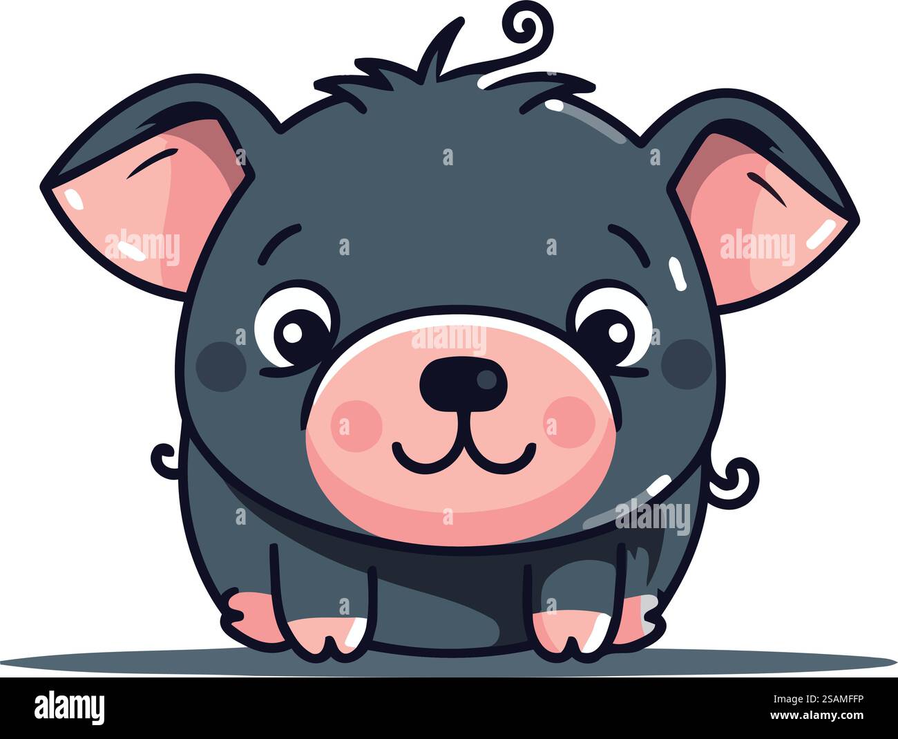 Cute cartoon pig. Vector illustration on white background. Isolated ...