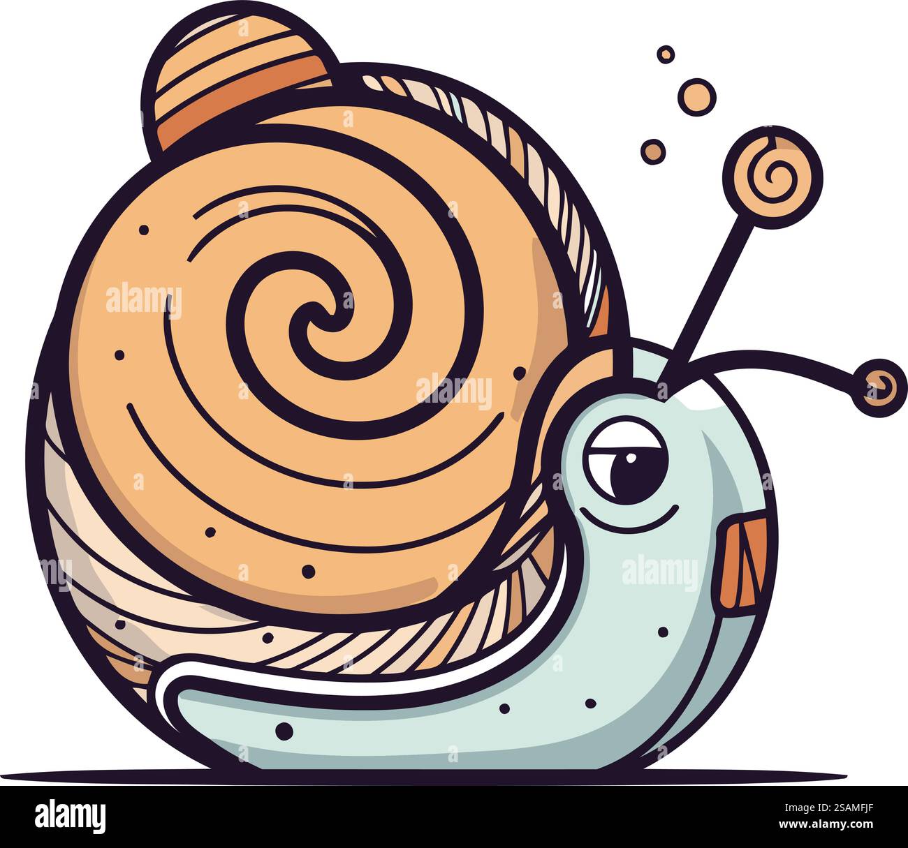 Cute cartoon snail. Vector illustration. Isolated on white background ...