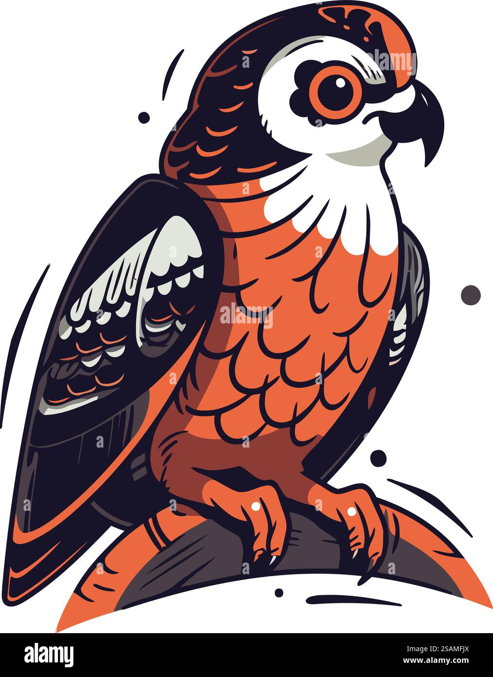 Illustration of a red winged falcon on a white background Stock Vector ...