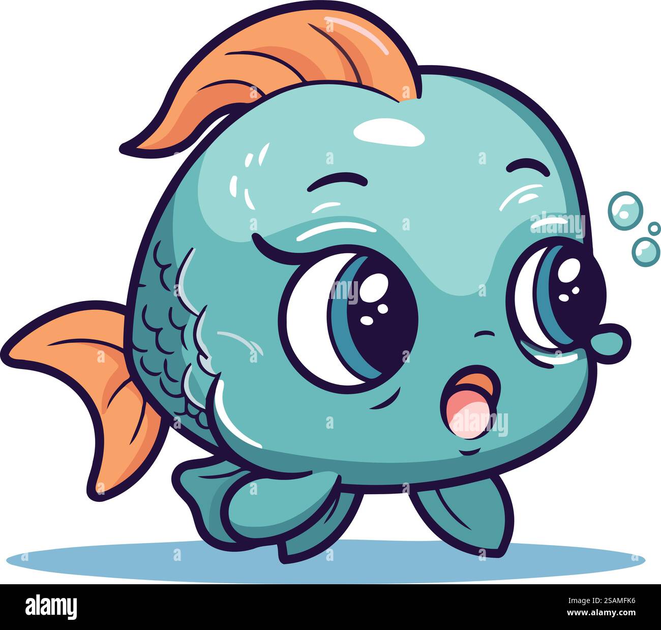 Cute cartoon fish. Vector illustration isolated on a white background ...