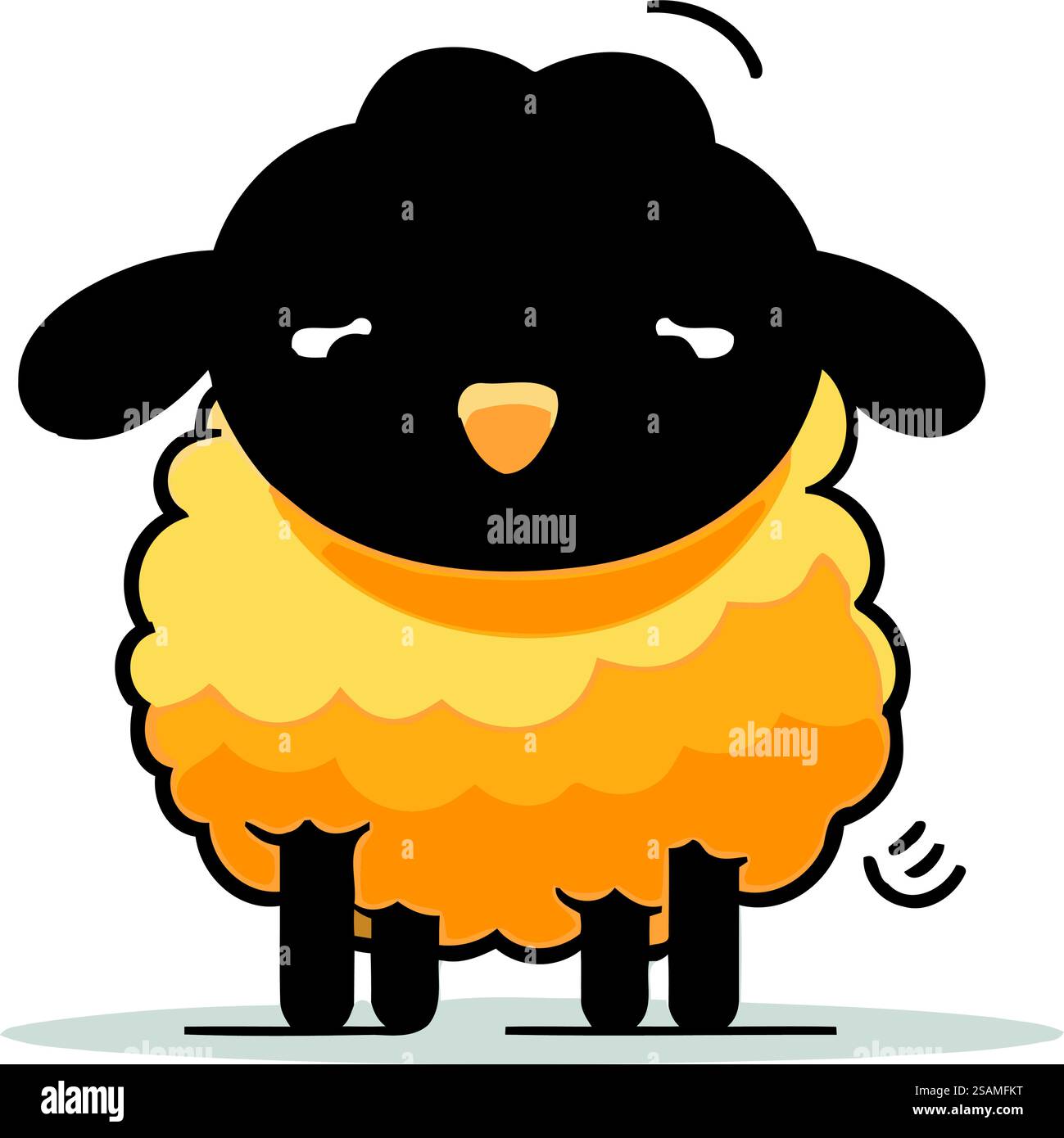 Cute sheep cartoon character vector illustration. Cute black and yellow ...